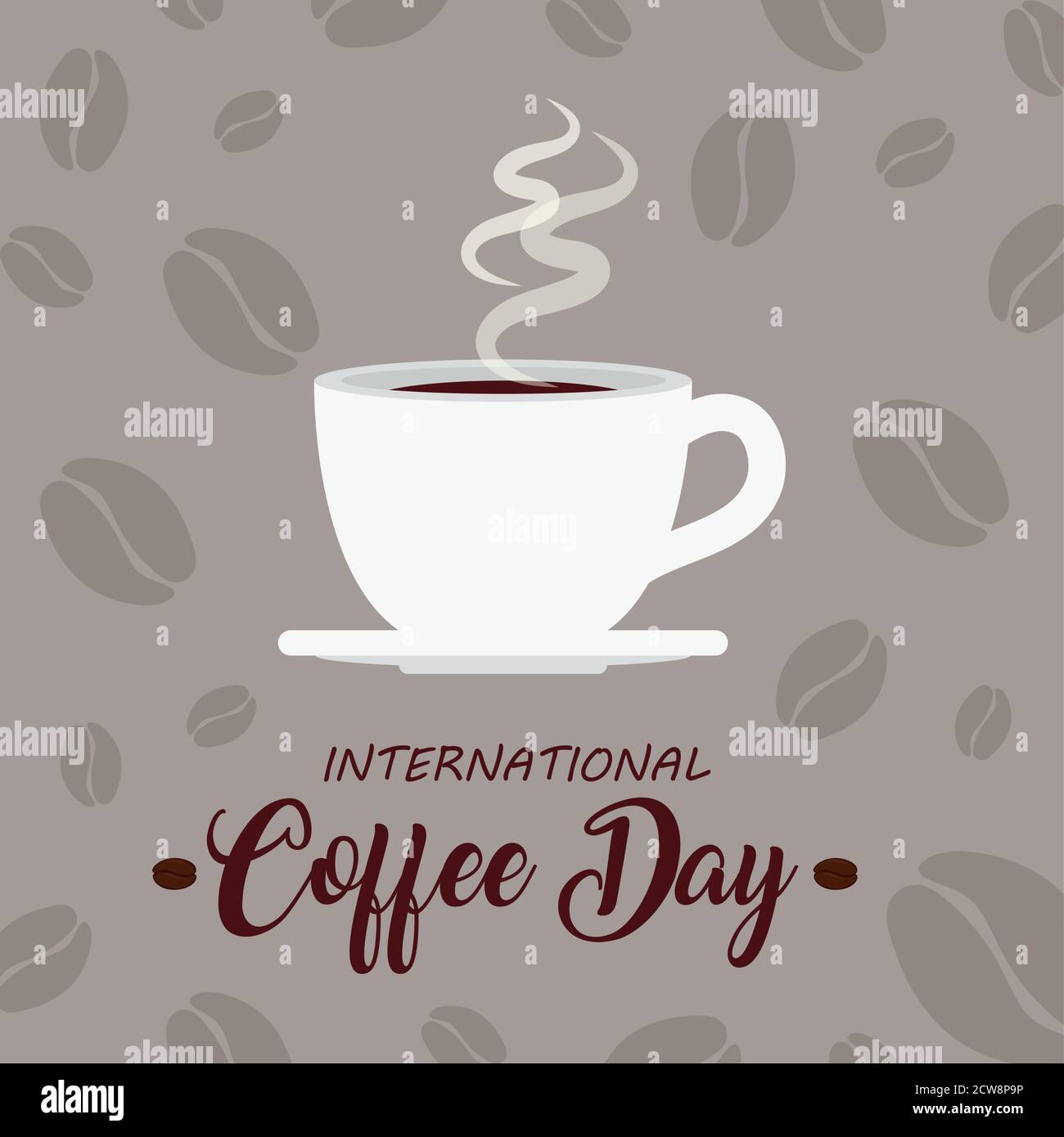 international coffee day poster, 1 october, with ceramic cup coffee ...