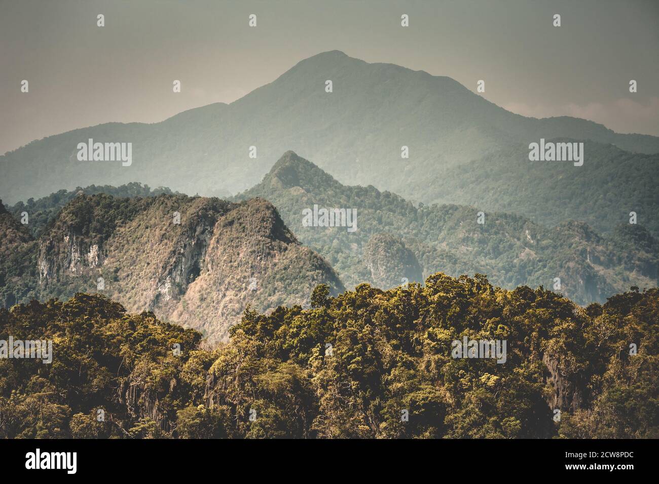 Thailand autumn forest aerial: mountains ranges with jungle. Exotic ...