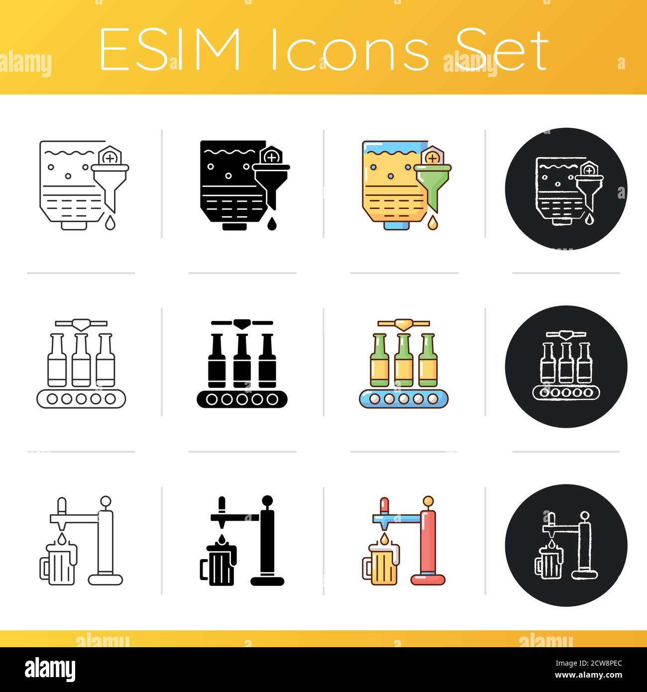 Beer production icons set Stock Vector Image & Art - Alamy