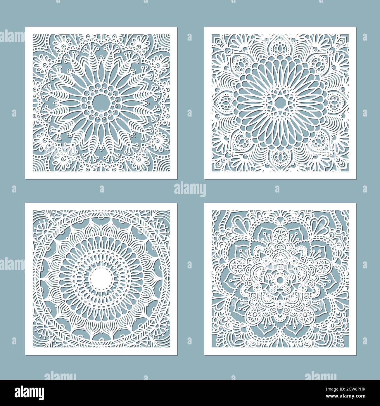 Ornamental panels with snowflake pattern. Laser cut decorative lace ...