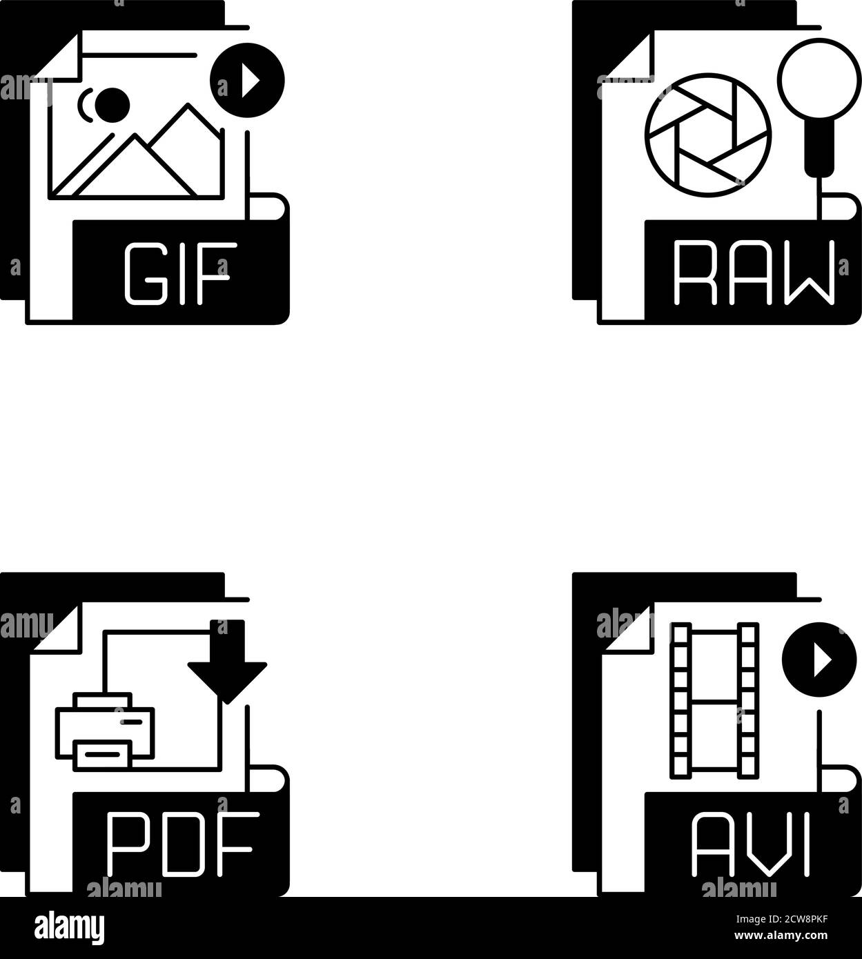 File types black linear icons set Stock Vector Image & Art - Alamy