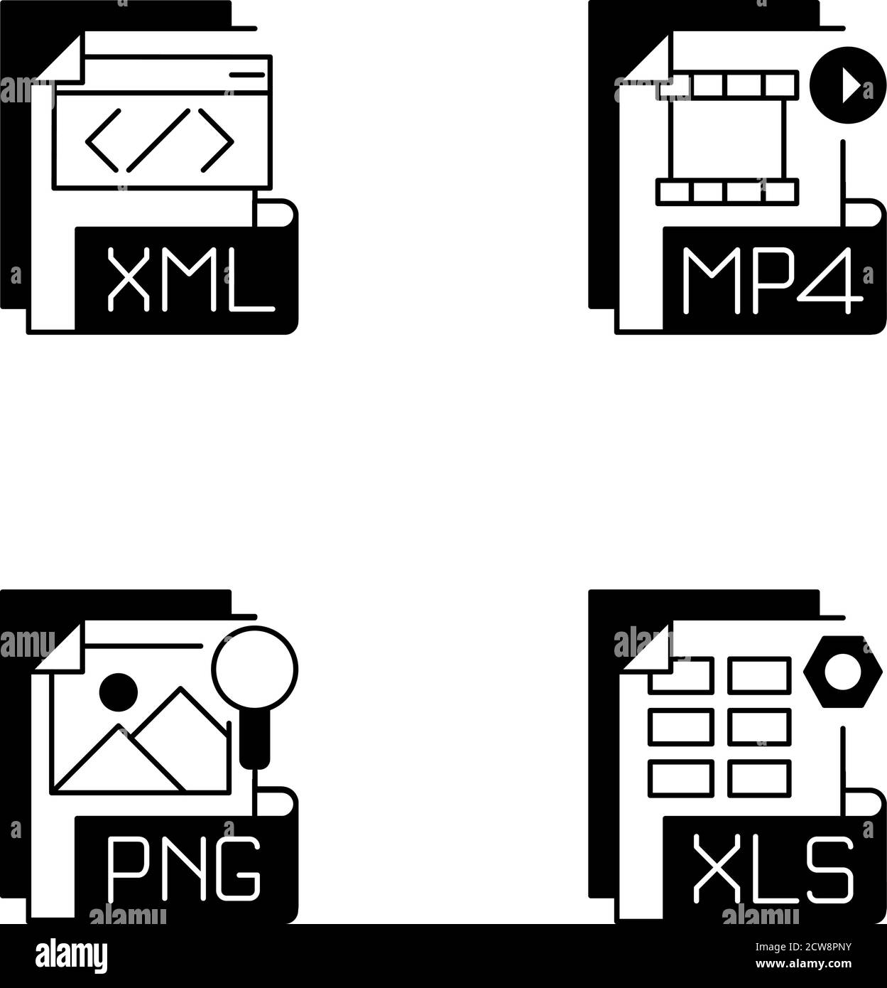 File types black linear icons set Stock Vector Image & Art - Alamy