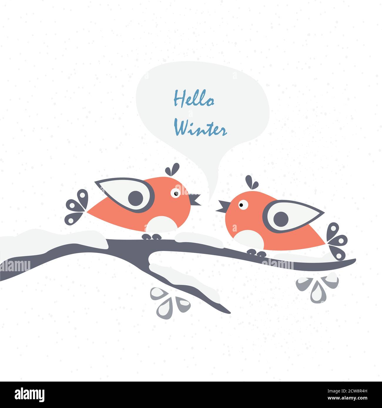 Two Birds sitting on a Branch say "Hello Winter". Hello winter card ...