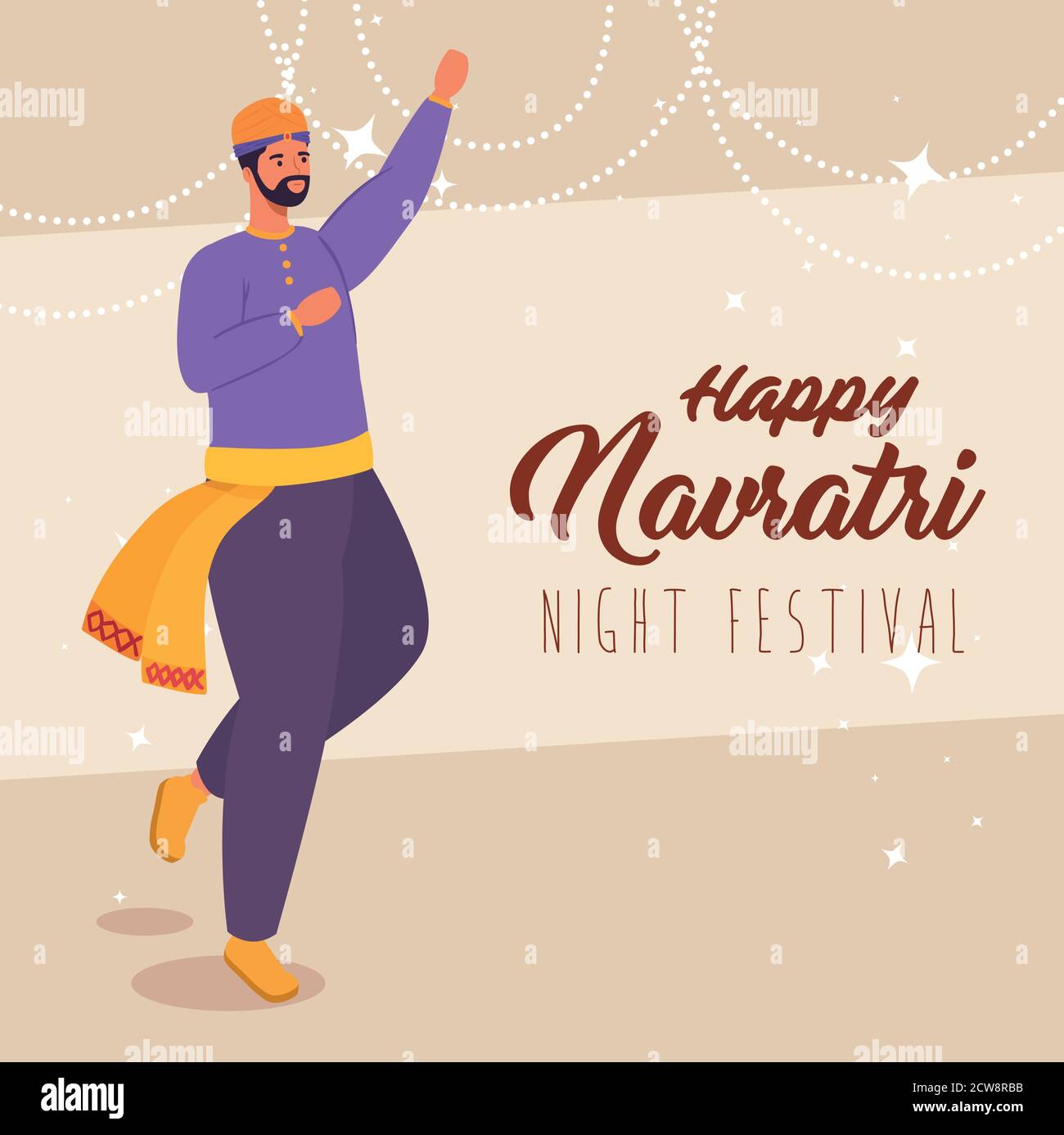 happy navratri, night festival celebration poster with man indian Stock ...