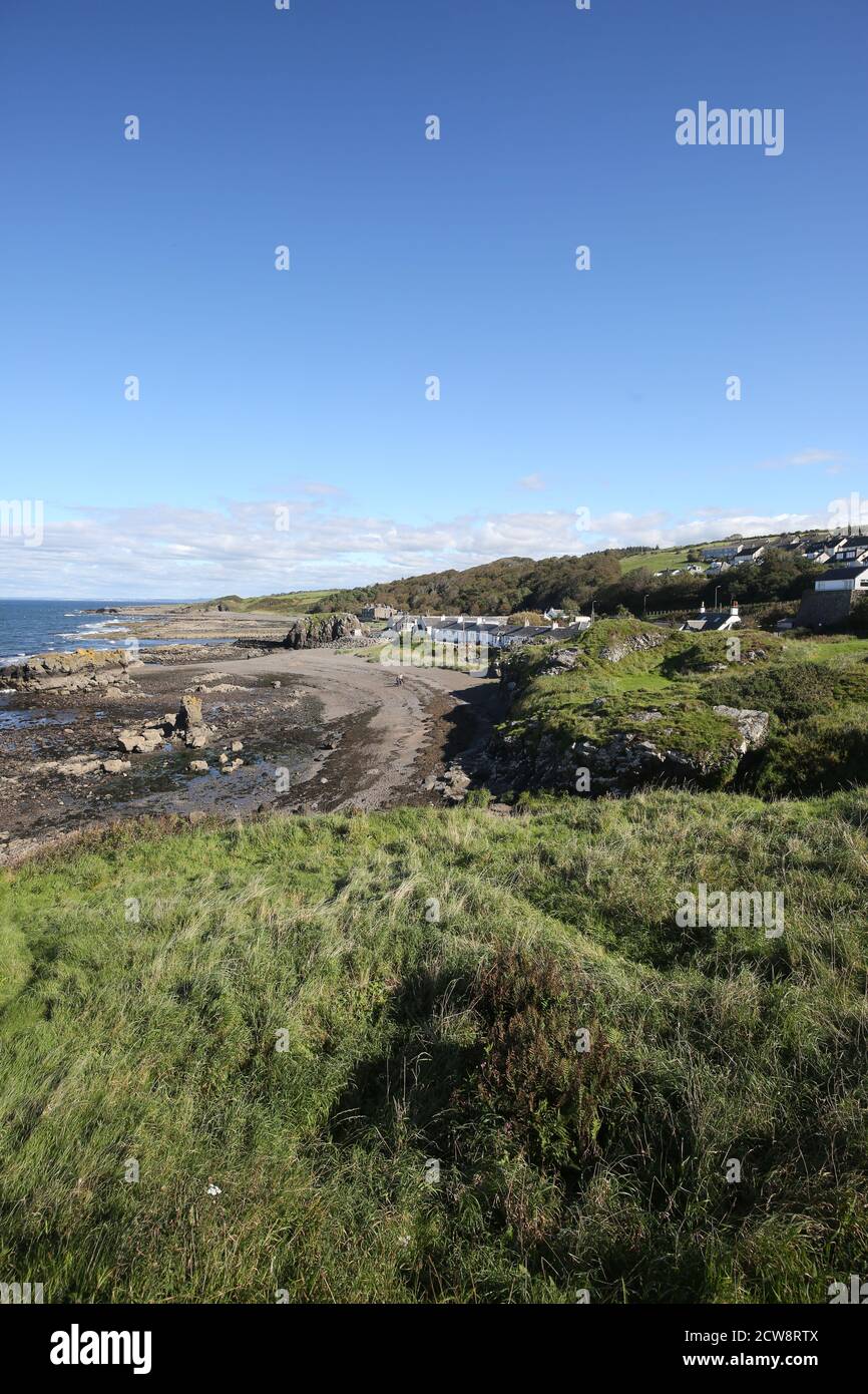 Dunure, Near Ayr, Ayrshire, Scotland, UK . The village and harbour area ...
