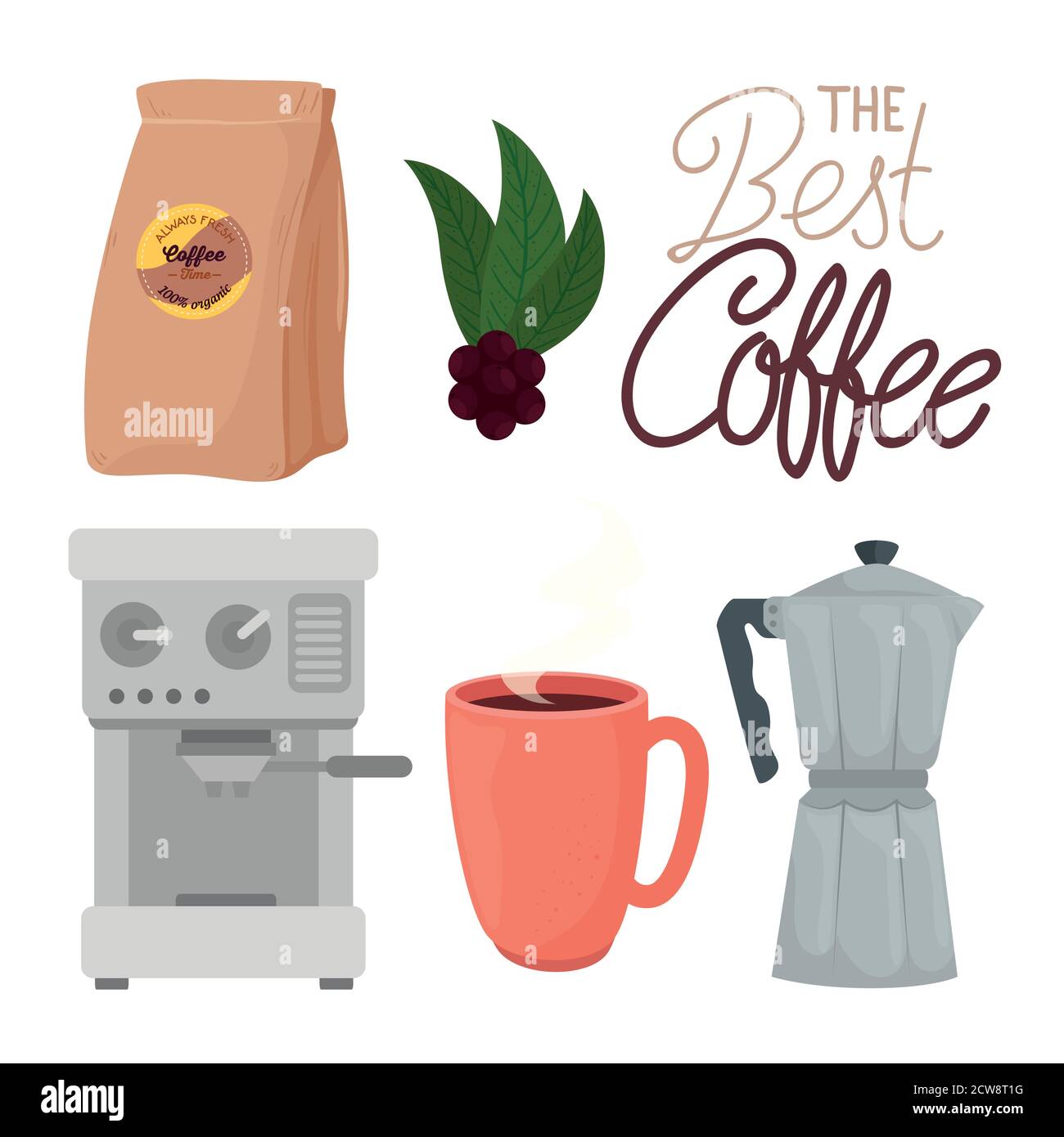 the best coffee with set icons Stock Vector Image & Art - Alamy