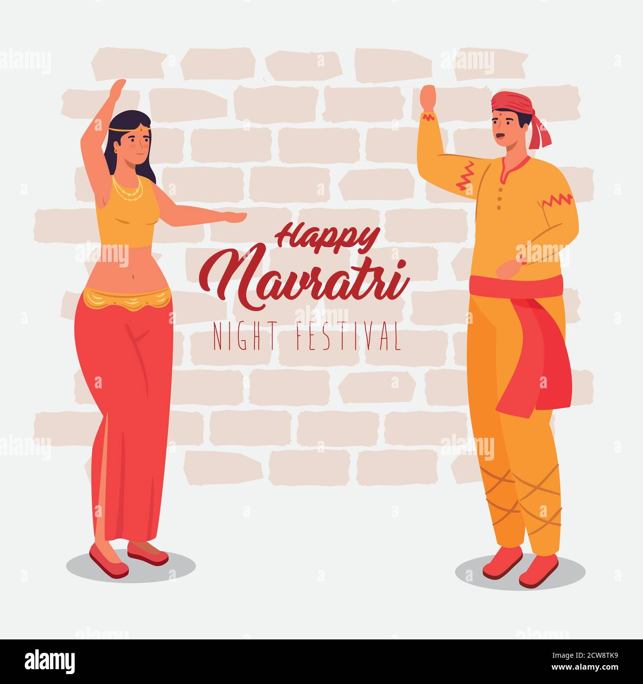 happy navratri, night festival celebration poster with couple indian ...