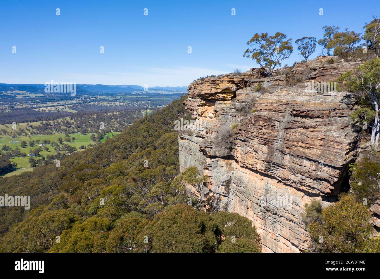 Aerial view of the rocks at Hassans Walls near Lithgow in the Central ...