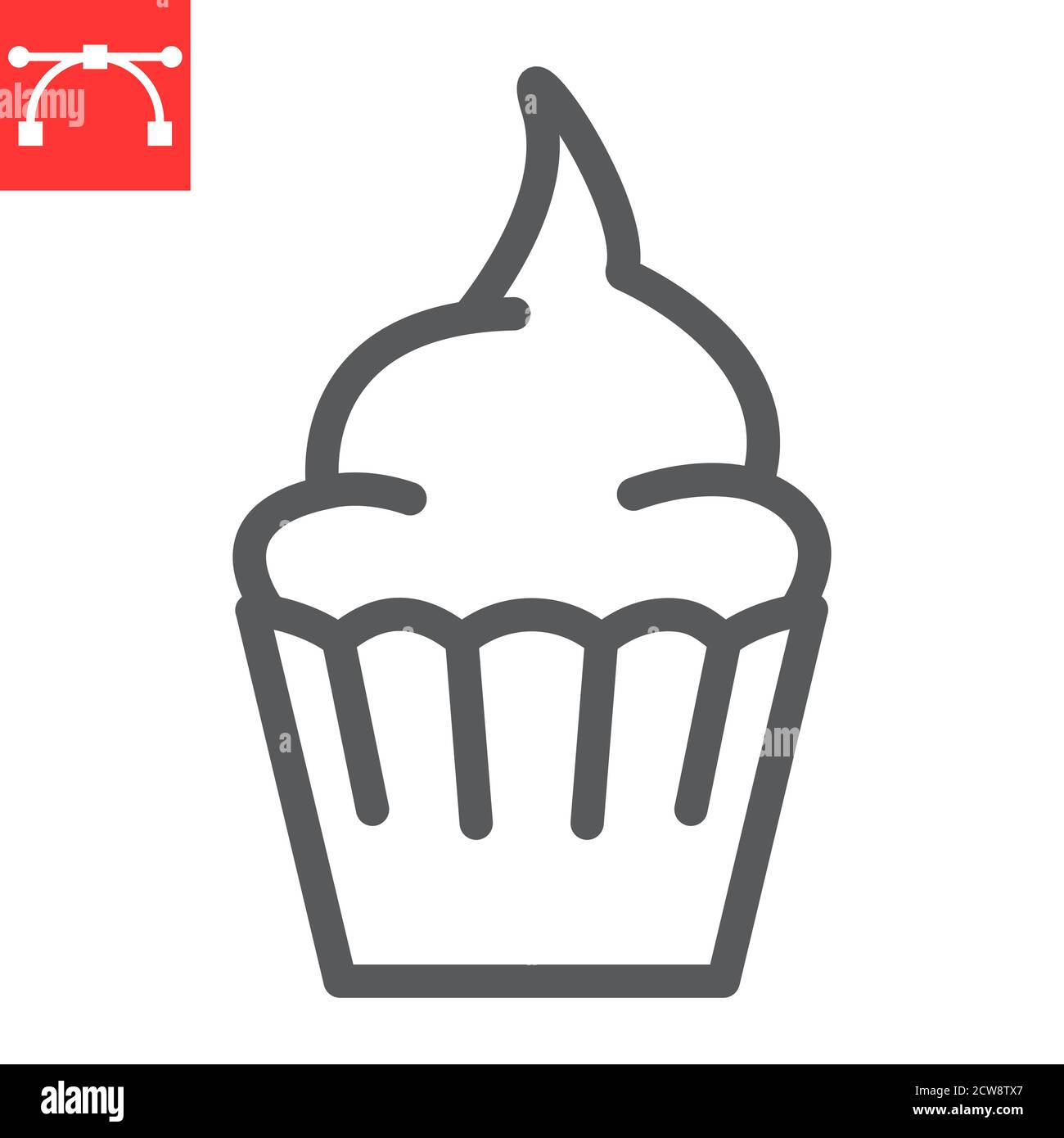Cupcake line icon, dessert and cake, muffin sign vector graphics ...