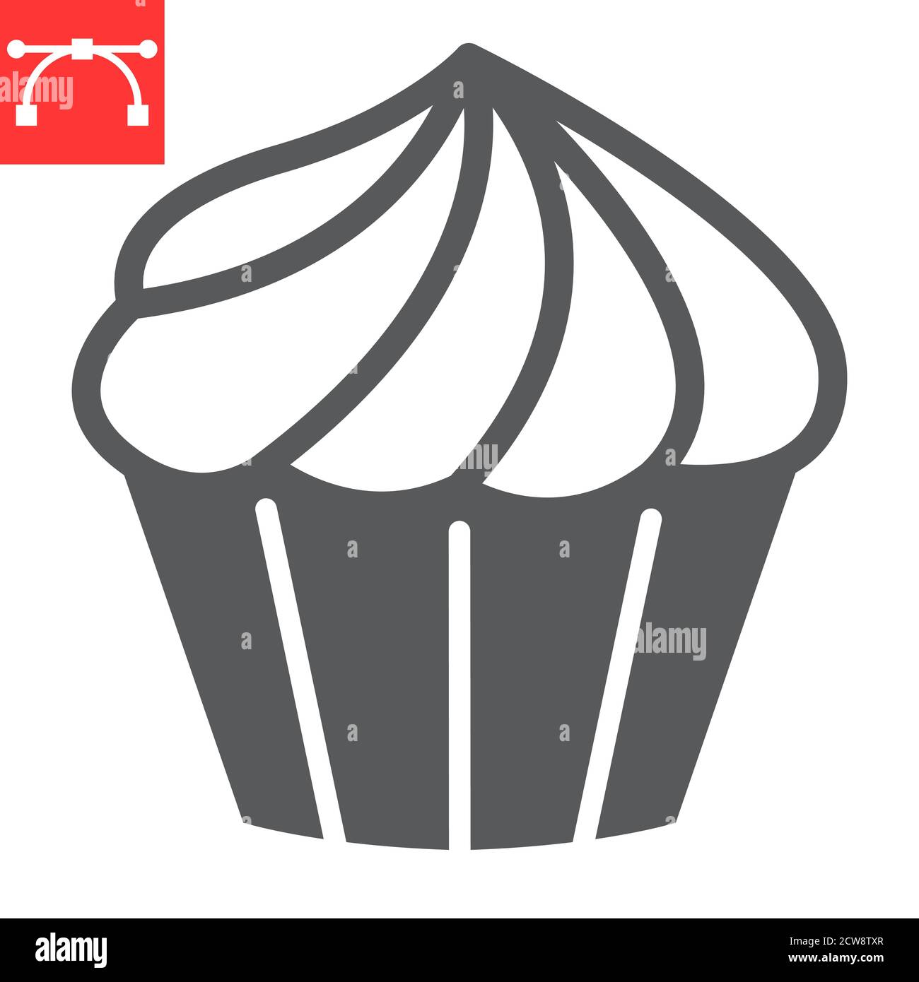 Cupcake glyph icon, dessert and cake, muffin sign vector graphics, editable stroke solid icon ...