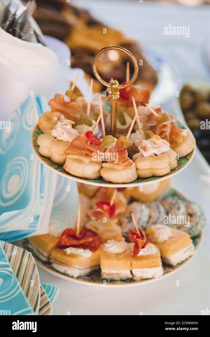 Pastry canape catering for birthday or wedding reception Stock Photo ...