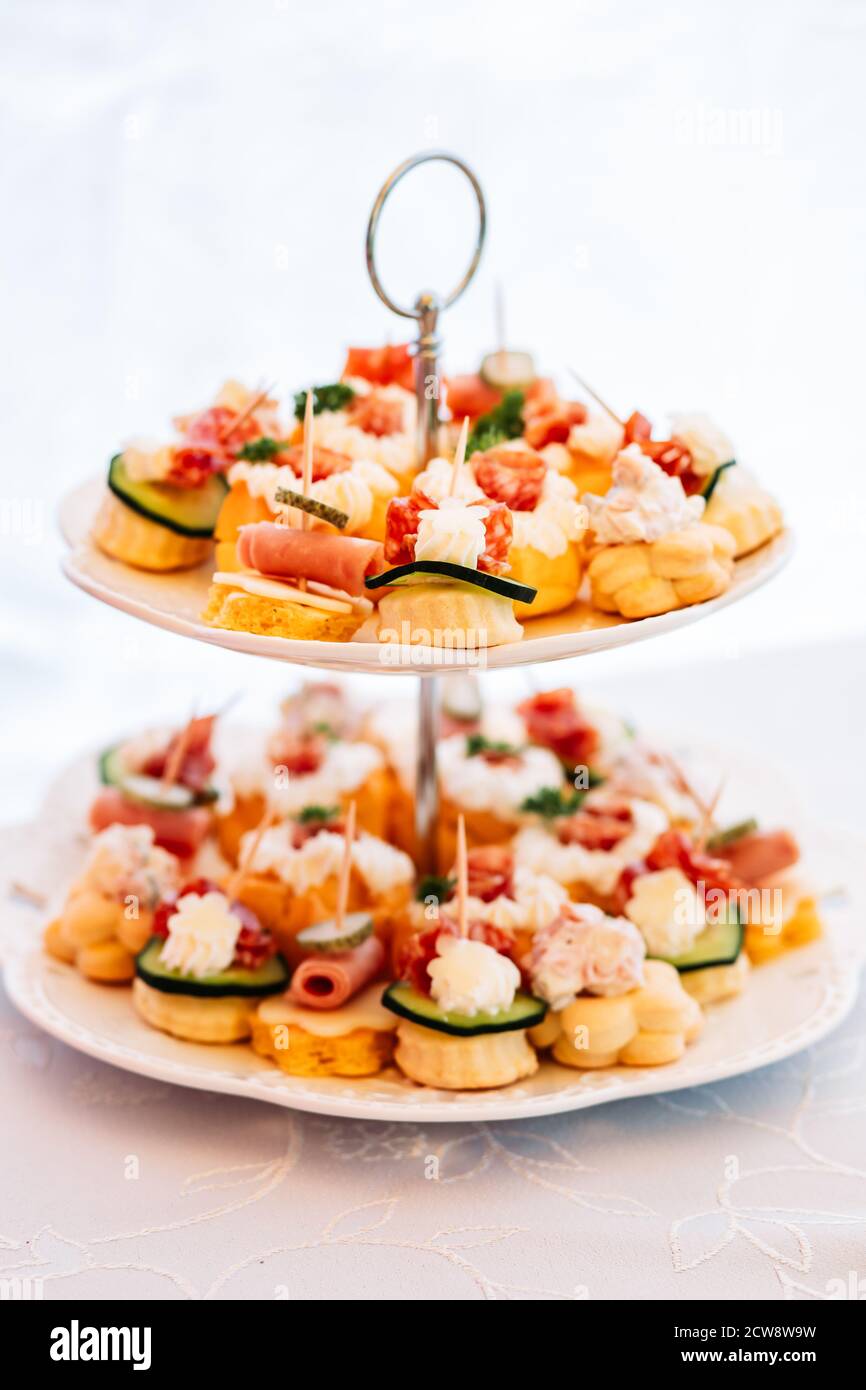 Pastry canape catering for birthday or wedding reception Stock Photo ...