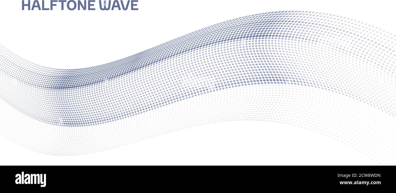 Abstract simple dotted bluish gray wave with halftone effect. Vector ...