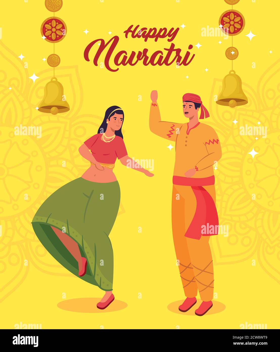 happy navratri, night festival celebration poster with couple indian ...