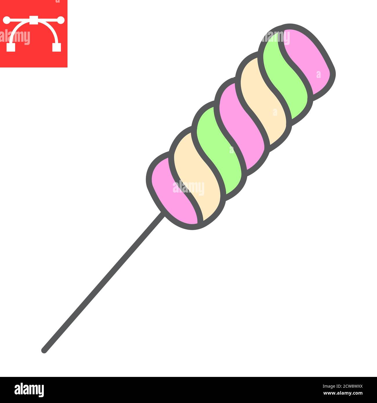 Twist lollipop color line icon, dessert and deliciois, swirl lollipop ...