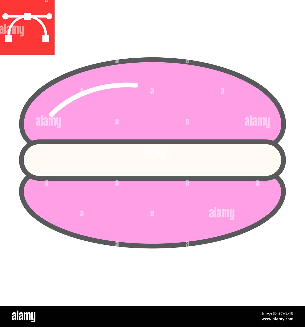 Macaron color line icon, dessert and delicious, macaroon sign vector ...