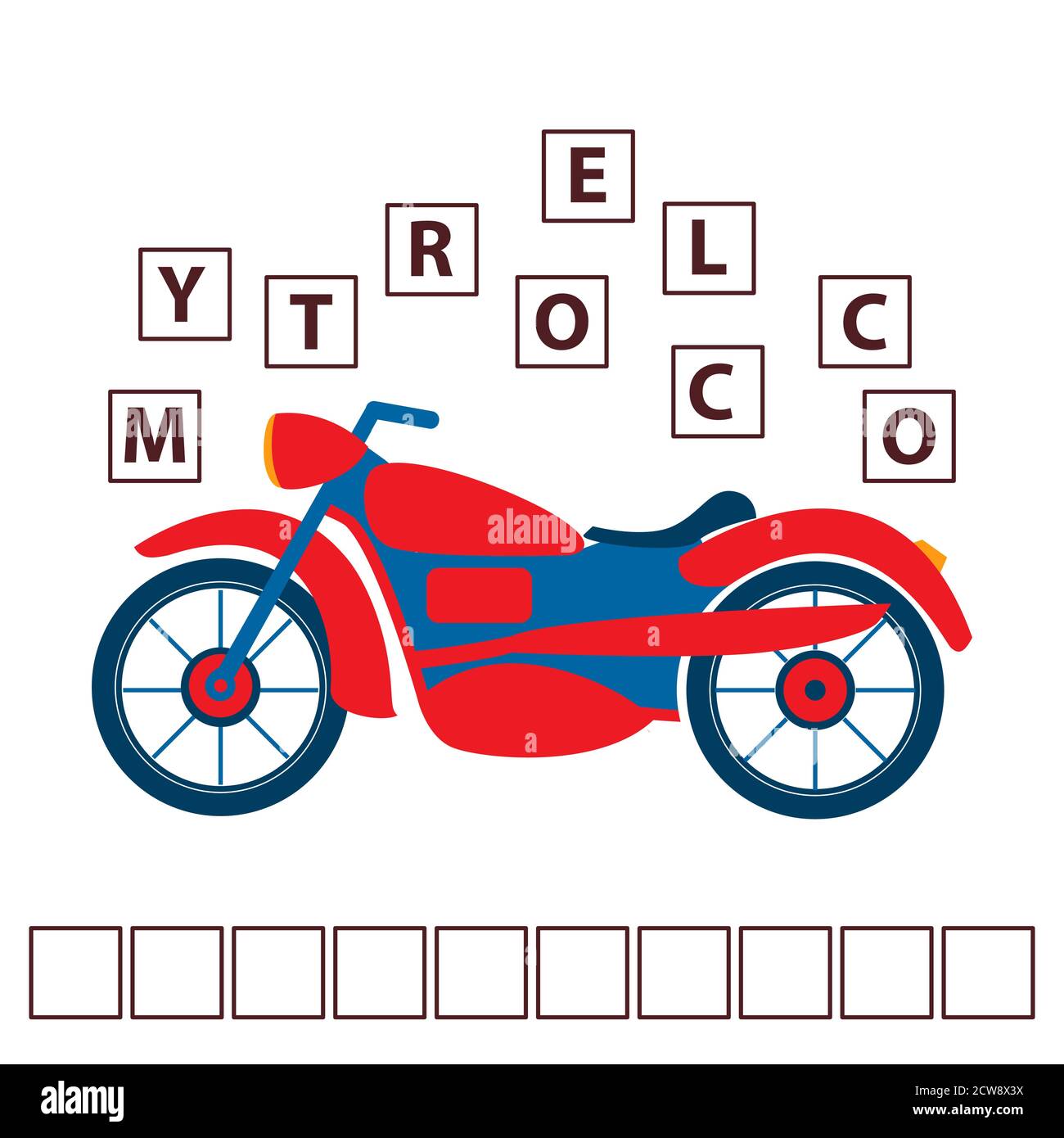 Game words puzzle cartoon motorcycle.Education developing child Stock ...