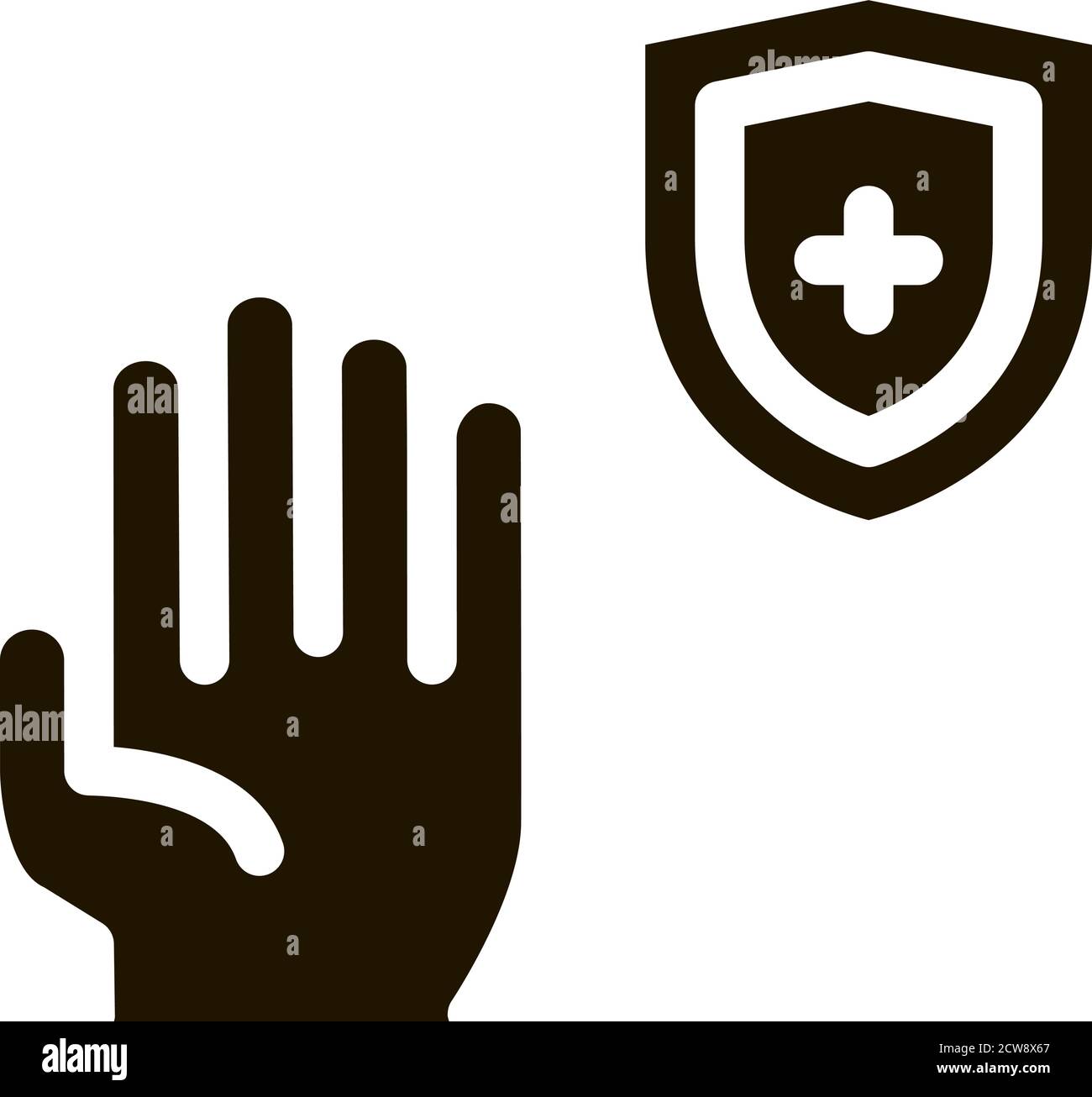 Hand Shield With Cross Icon Illustration Stock Vector Image & Art - Alamy