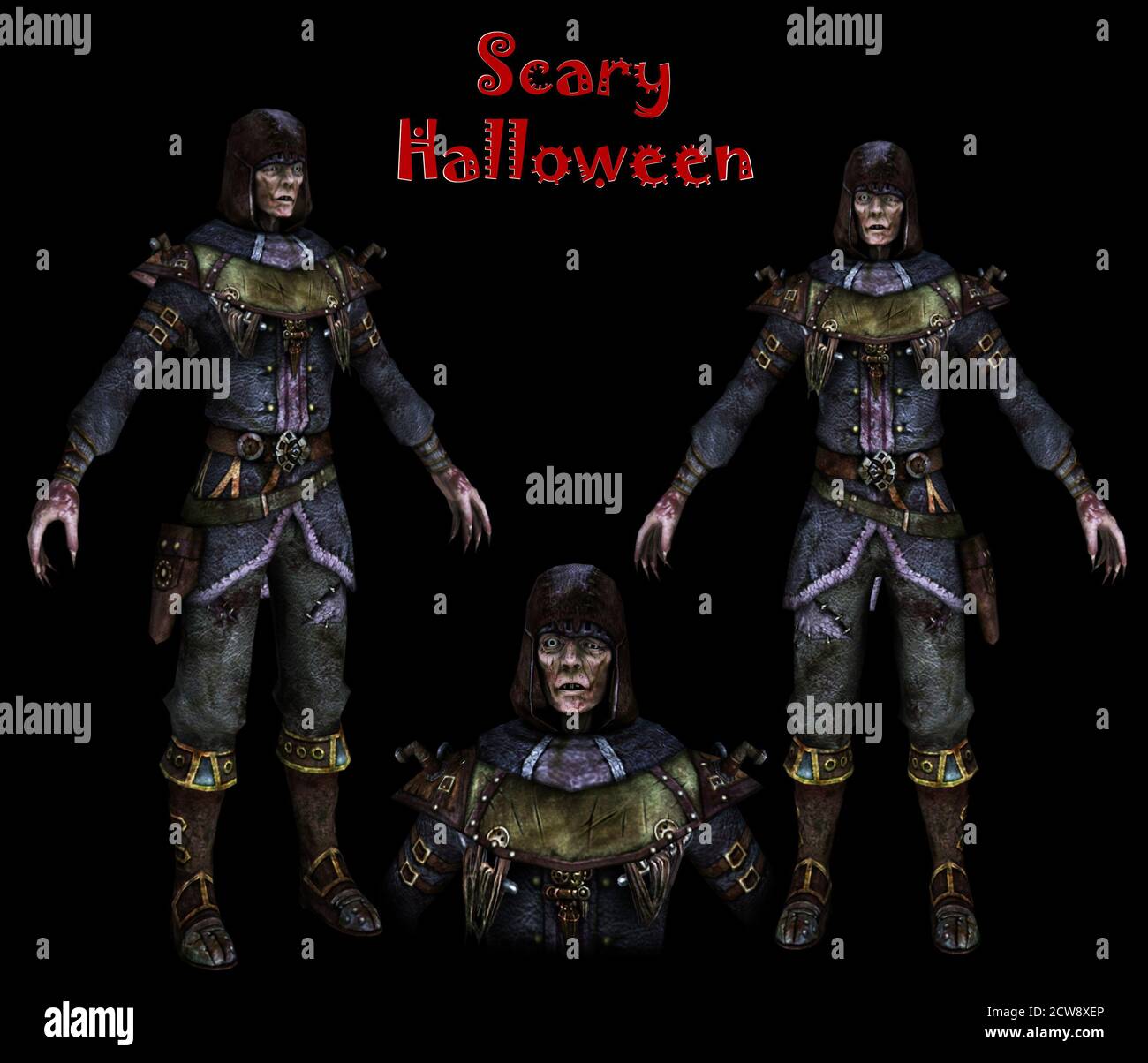 horror background card with spooky character and text with copy space ...