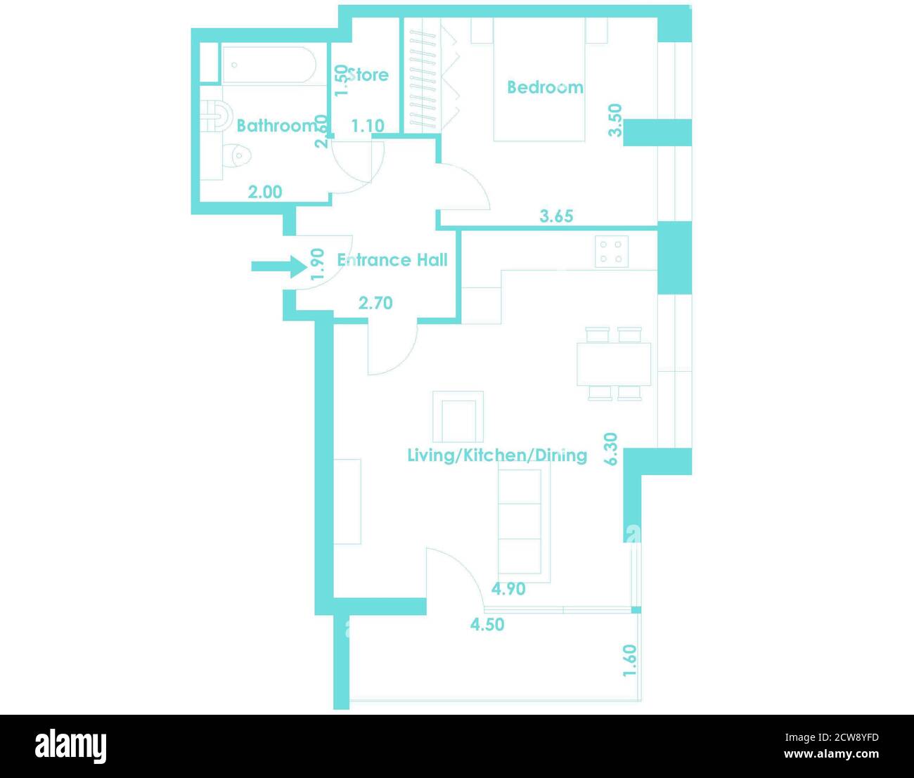 Drawing. 2d floor plan. Black&white floor plan. House with interior ...