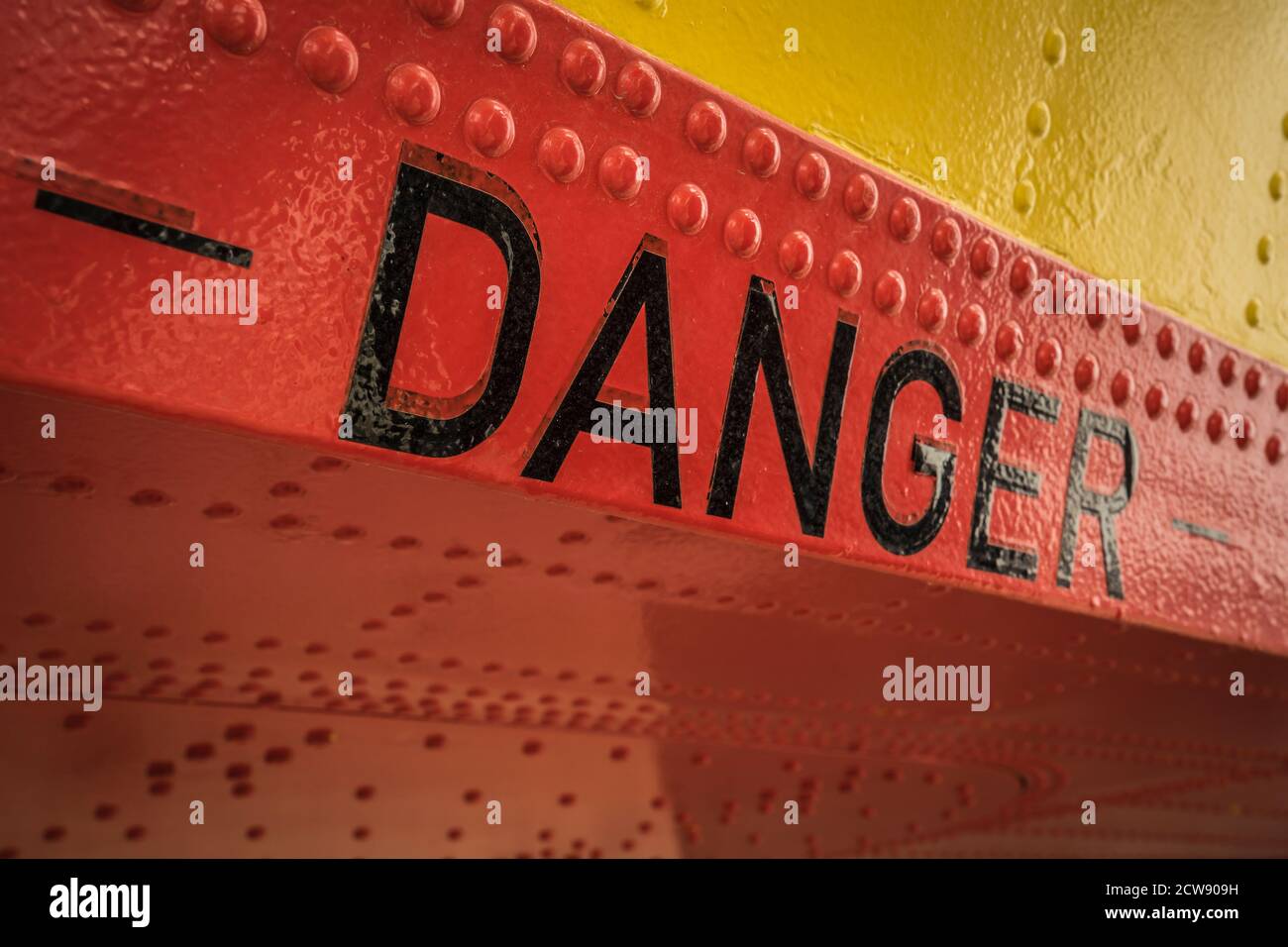 danger sign on a fire fighter plane Stock Photo - Alamy