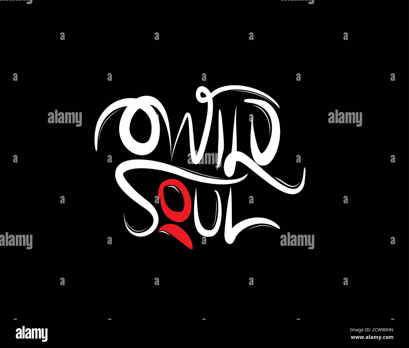 Wild Soul Lettering Text on black background in vector illustration ...