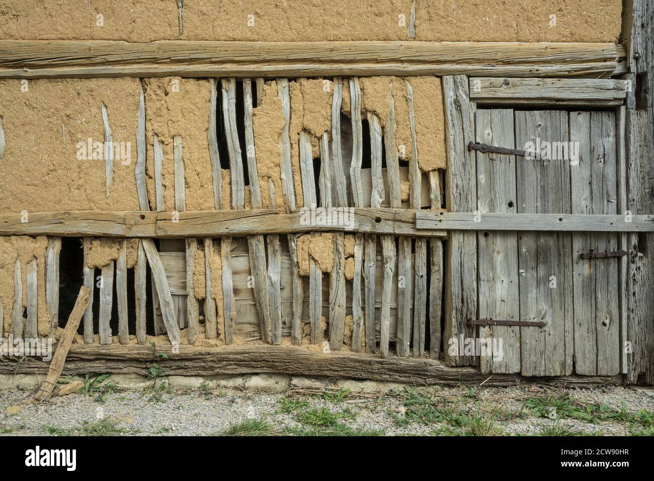 barn wall with wooden framework and clay Stock Photo - Alamy