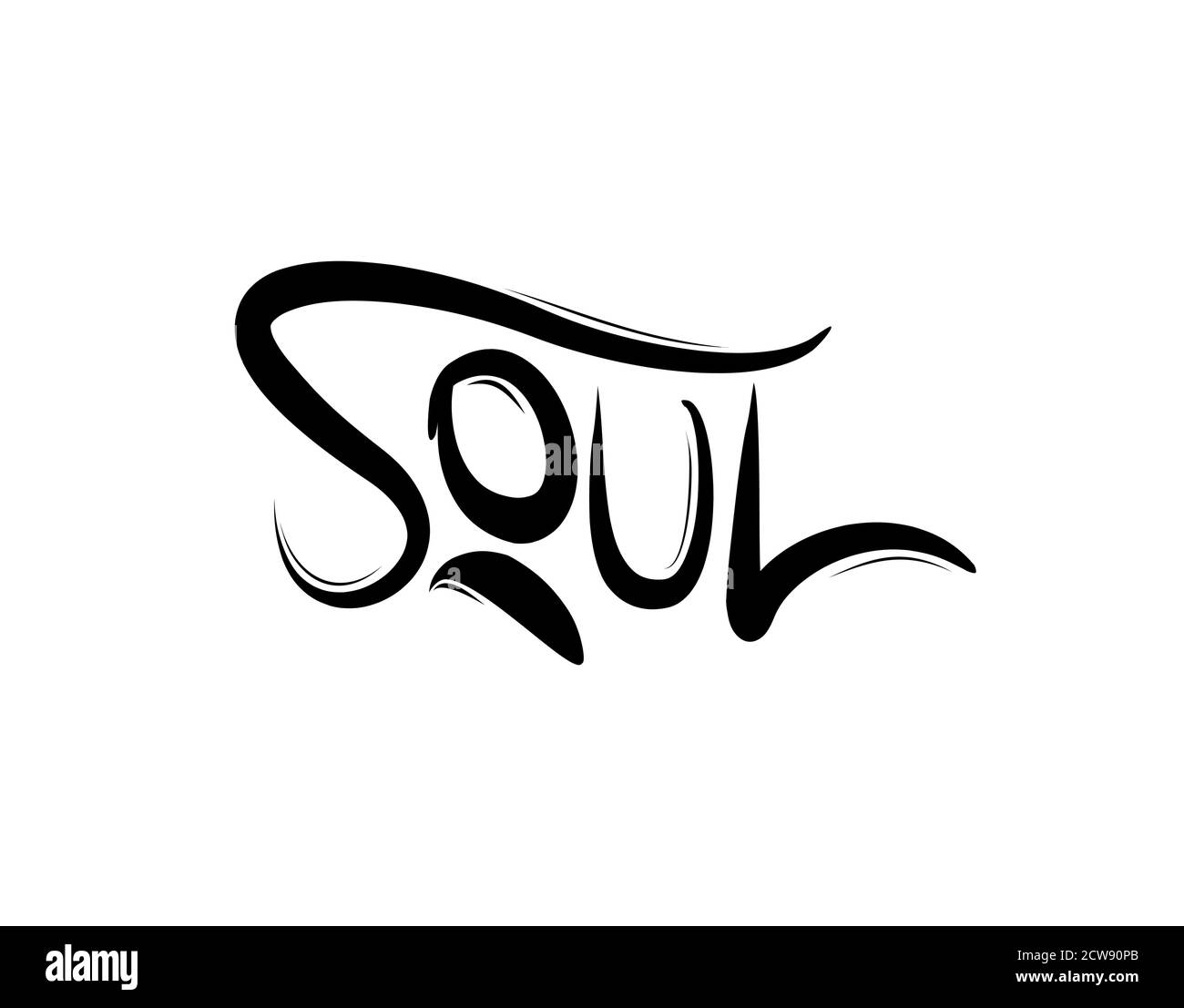 Soul Lettering Text on white background in vector illustration Stock ...