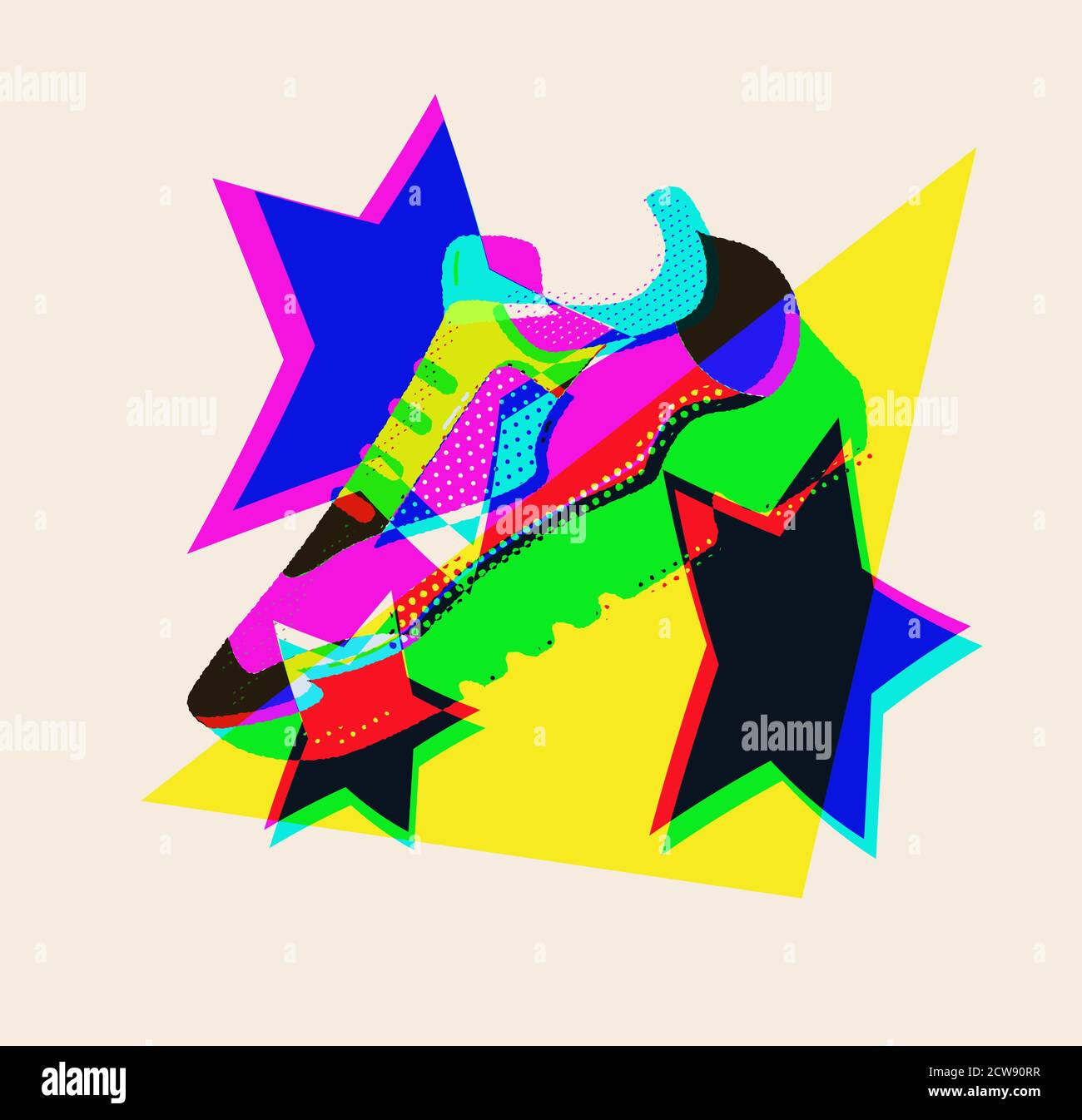 Sneaker with stars for concept design. Sport, healthy lifestyle Stock ...