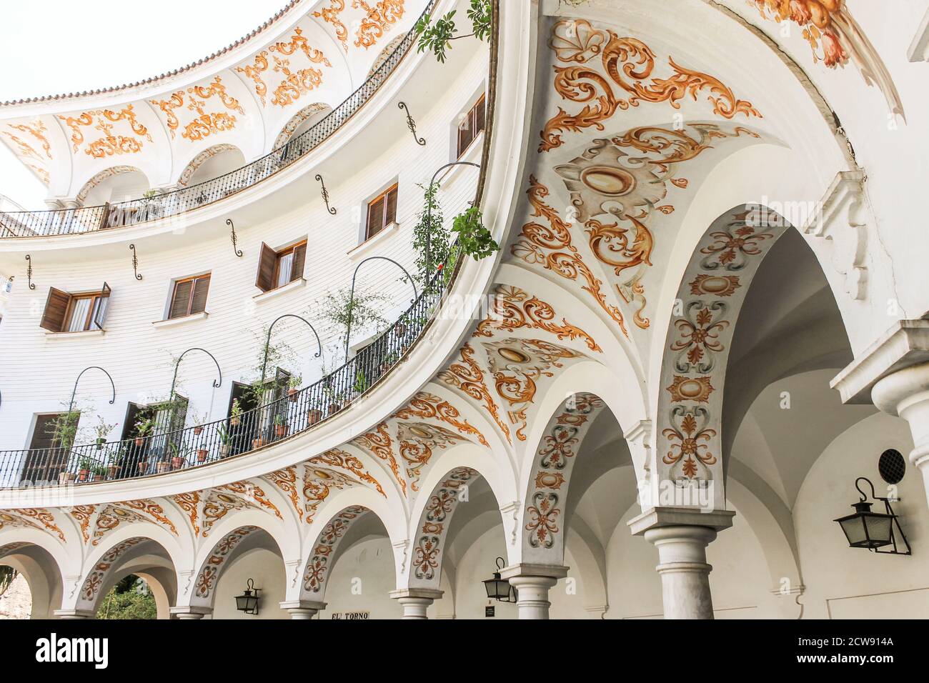Sevilla, Spain. The Plaza del Cabildo, a walled and semicircular square ...