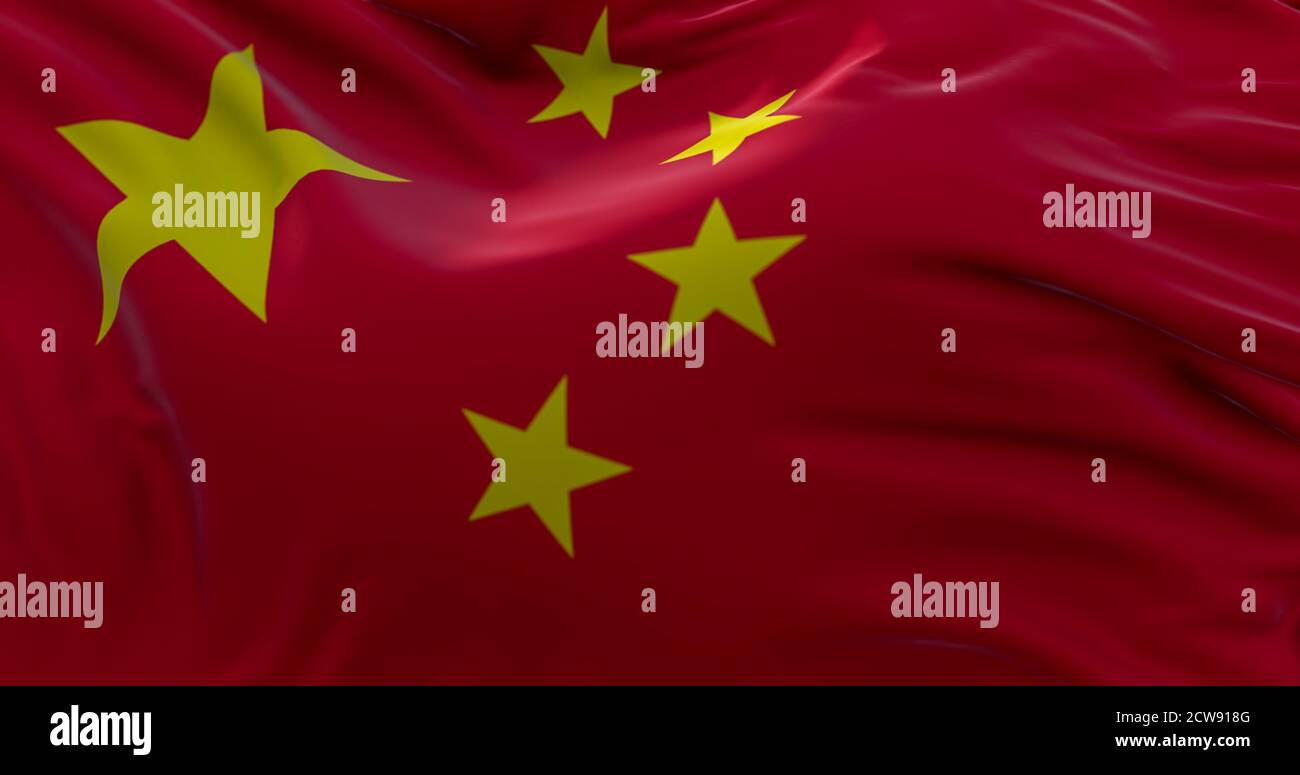 China flag. Realistic flag of China on the wavy surface of fabric. 3D ...