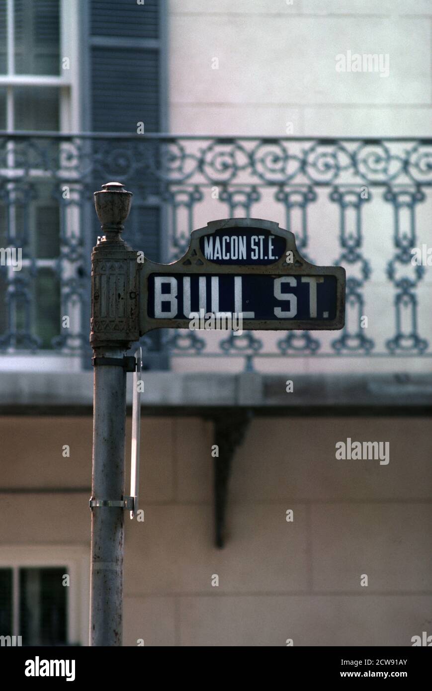 HISTORIC SAVANNAH, BULL STREET SIGN, SAVANNAH, GEORGIA, USA, 1980s ...