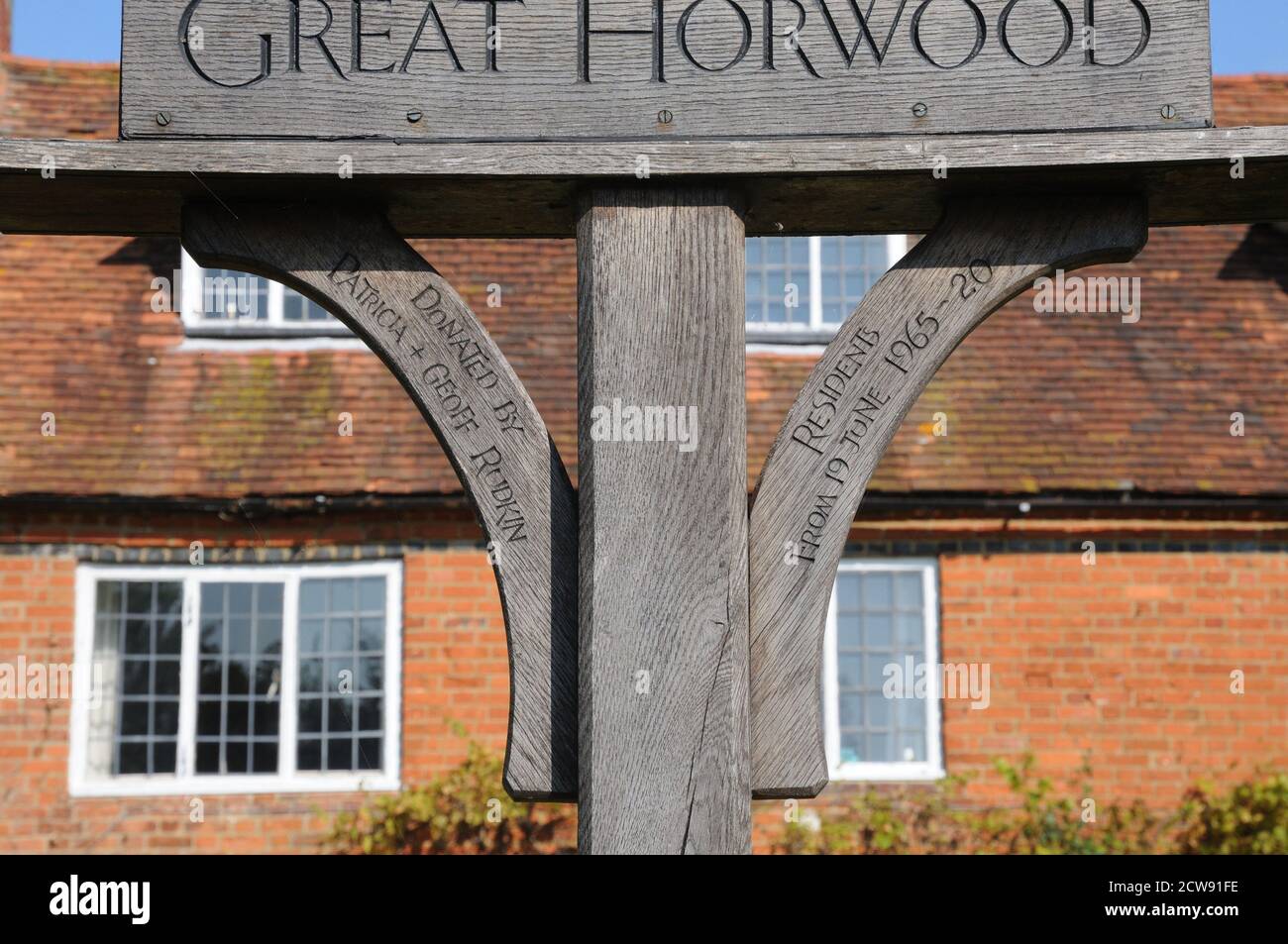 Village sign, Great Horwood, Buckinghamshire Stock Photo - Alamy