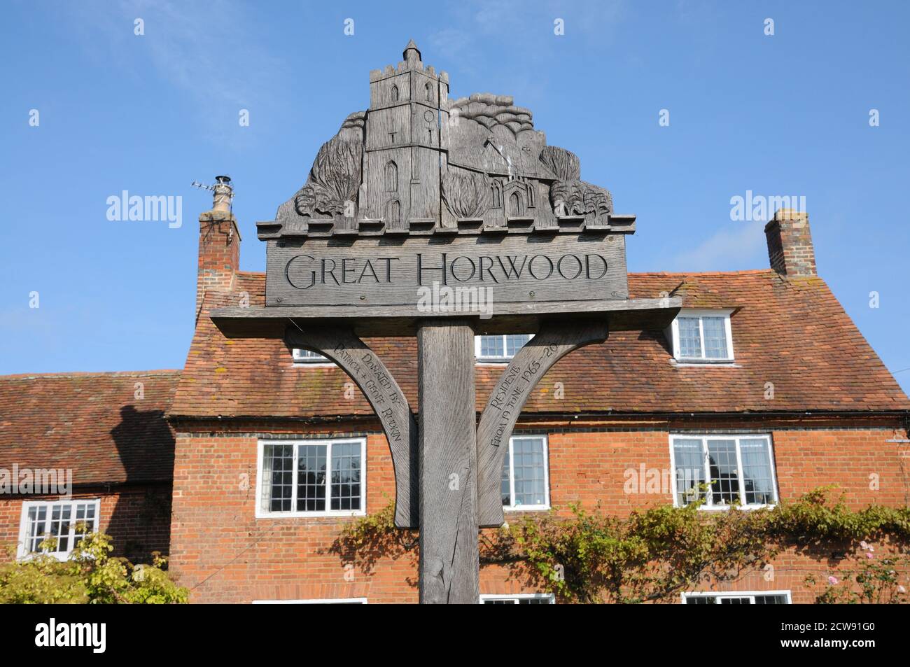 Village sign, Great Horwood, Buckinghamshire Stock Photo - Alamy