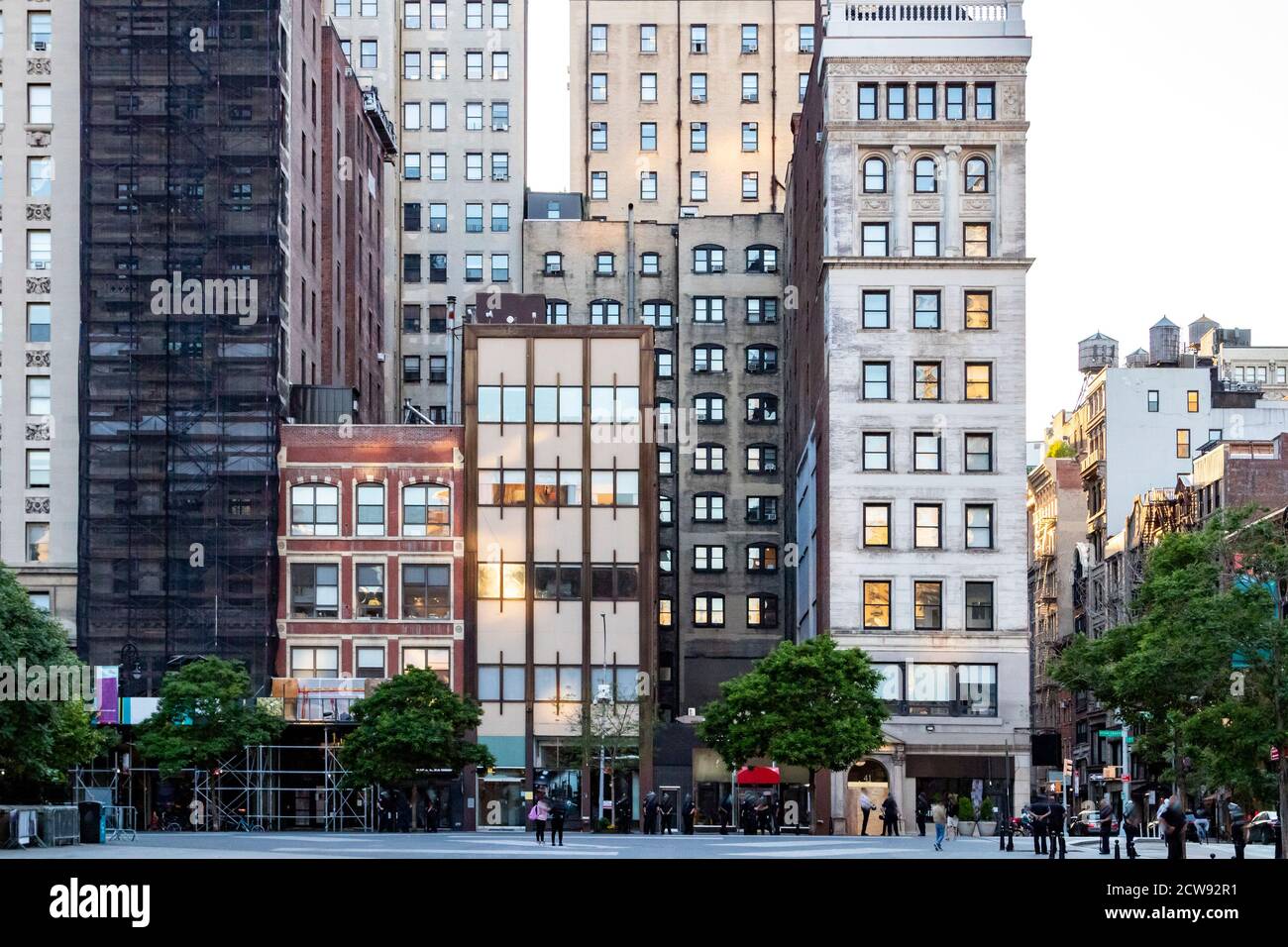 Block of historic buildings along Union Square Park in Manhattan, New ...