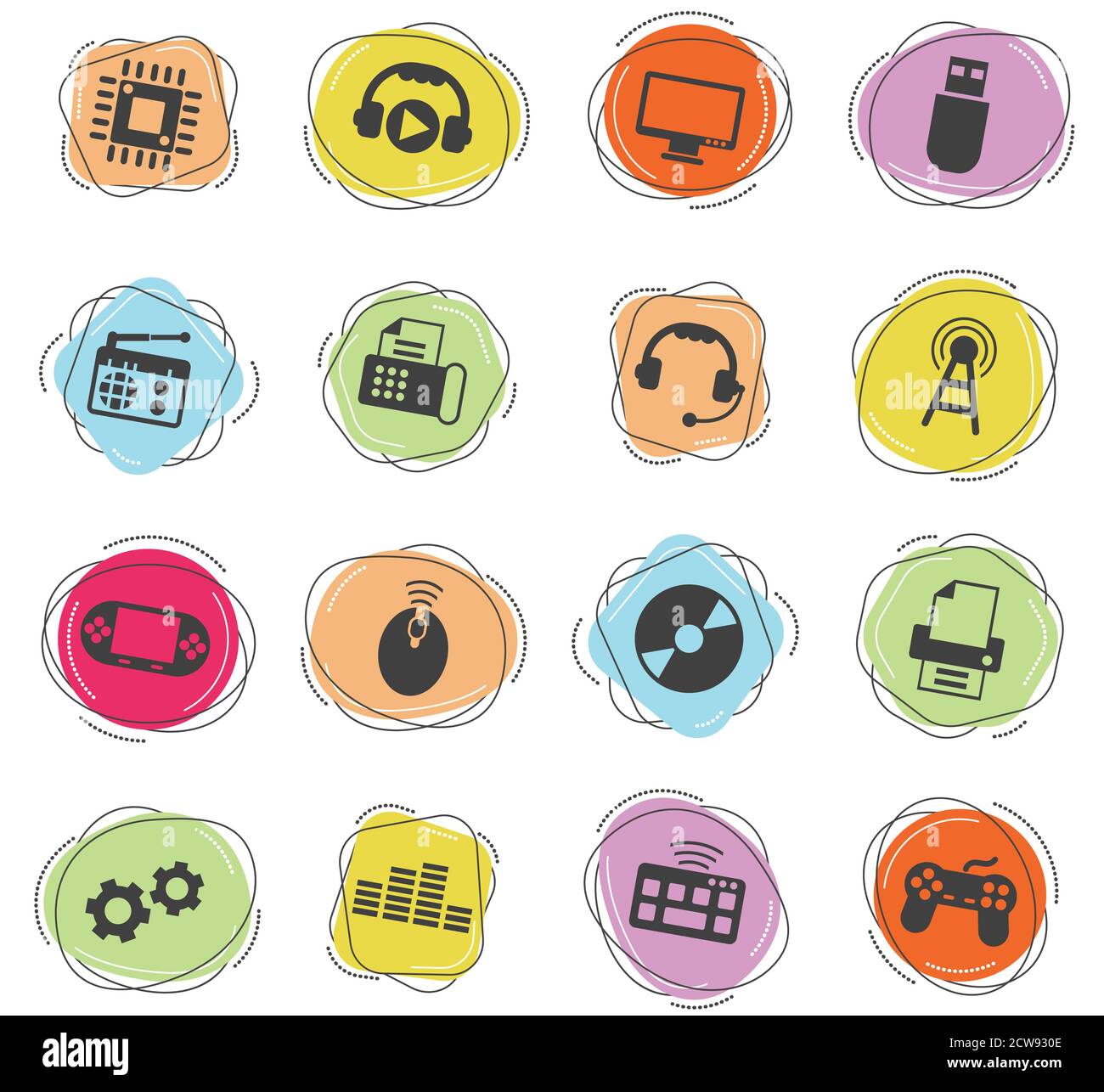 hi tech icon set Stock Vector Image & Art - Alamy
