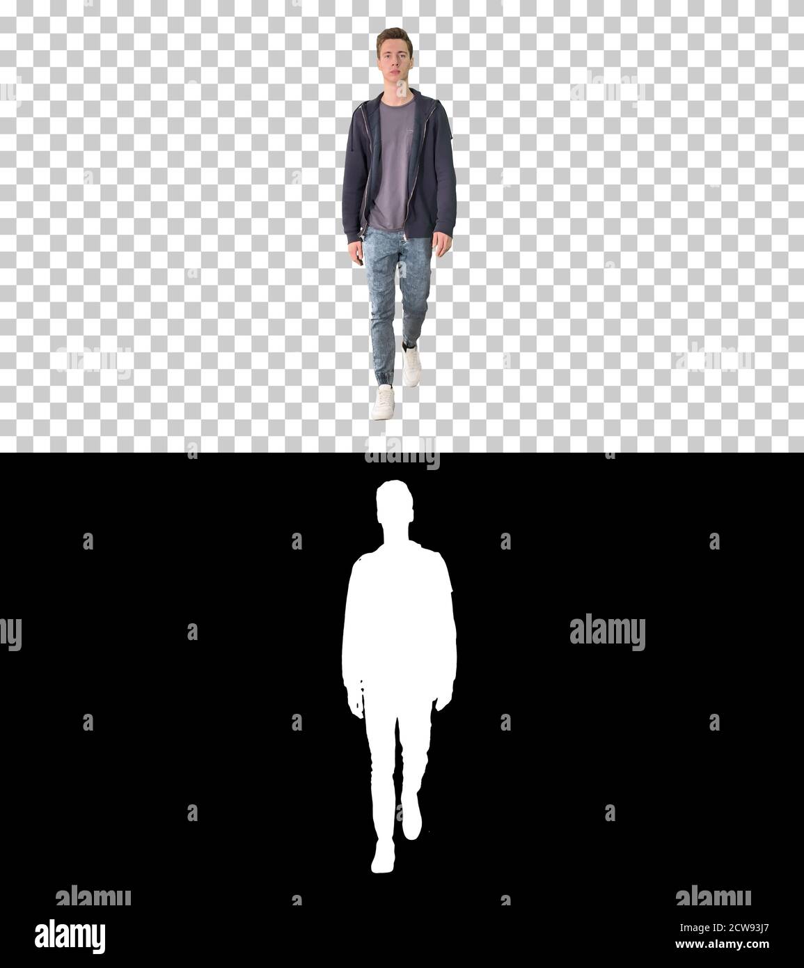 Young attractive student walking forward, Alpha Channel with Sil Stock ...