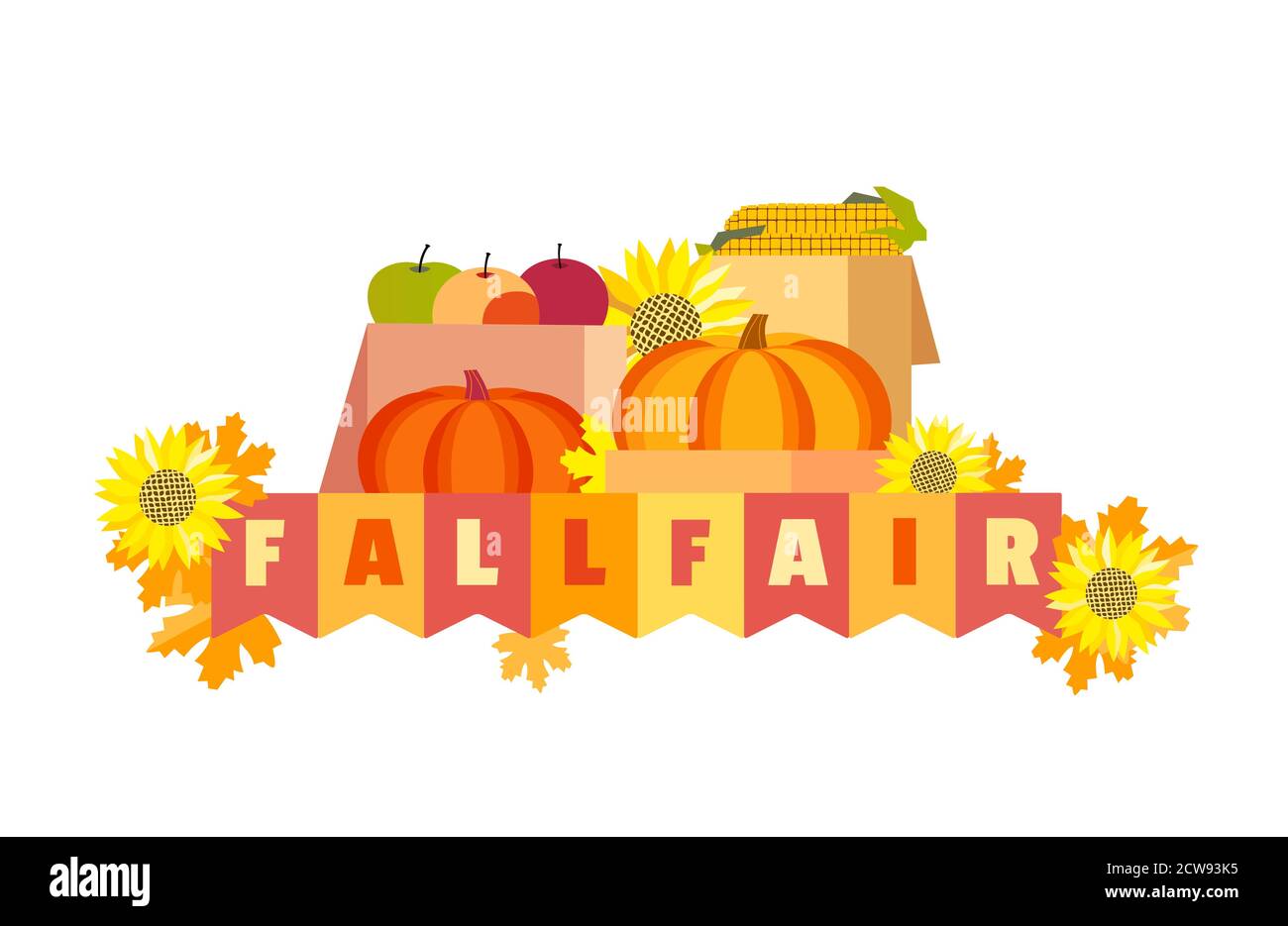 Hand drawn Fall Fair flat color vector headline Stock Vector Image ...