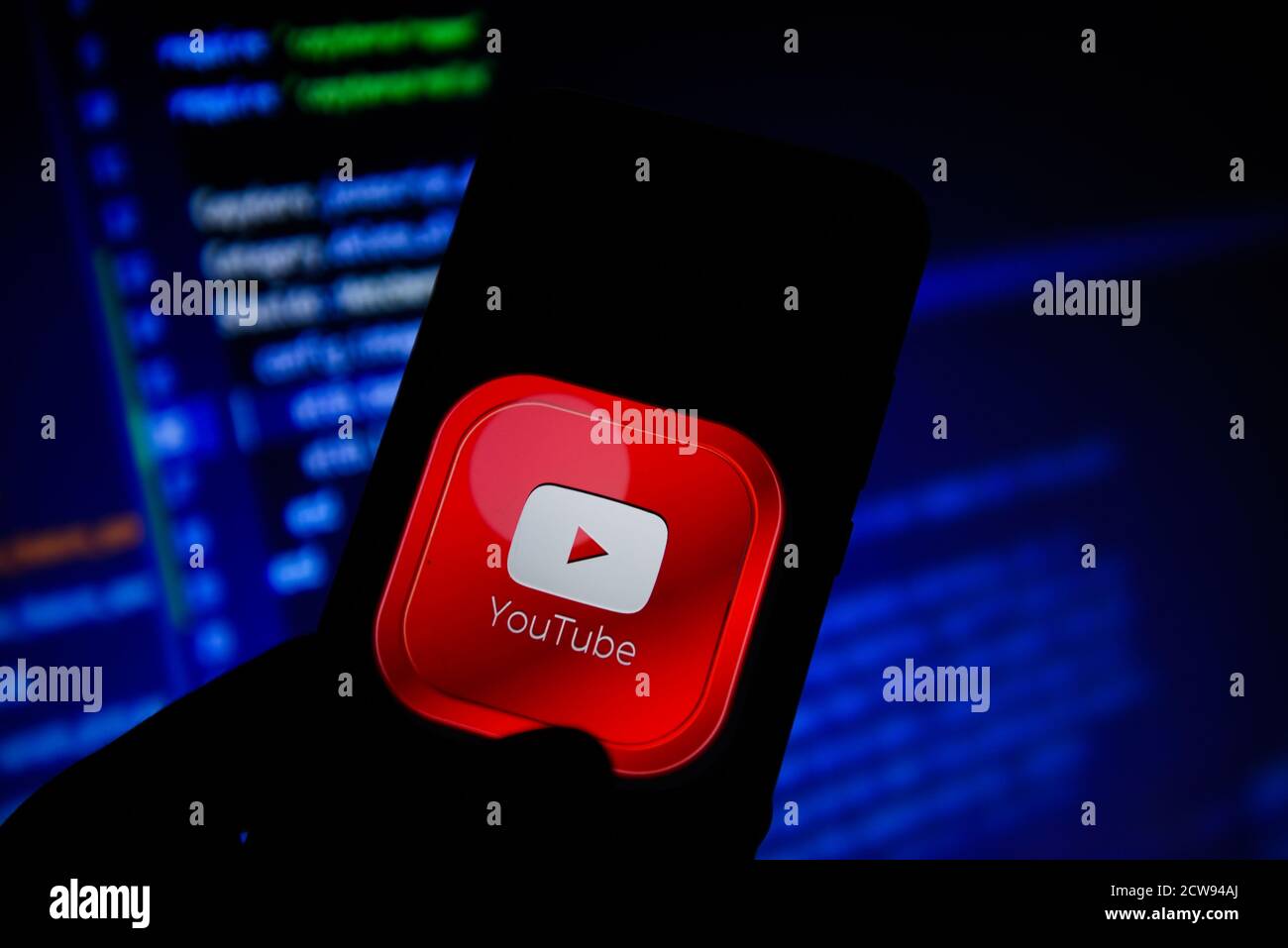 In this photo illustration a Youtube logo is seen displayed on a ...