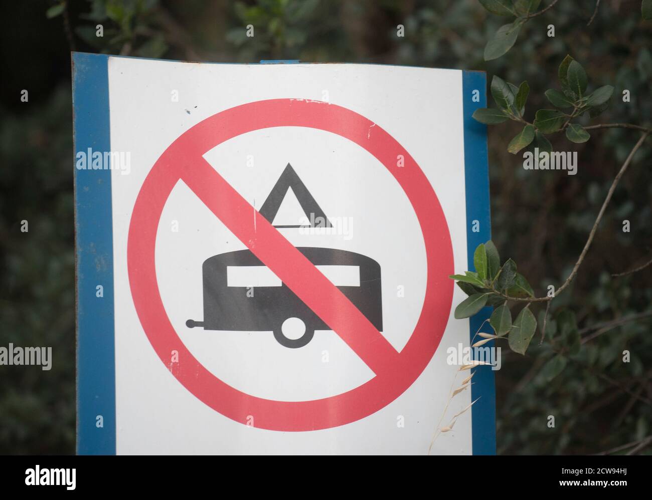 camping prohibition road sign, camping ban on the site Stock Photo - Alamy