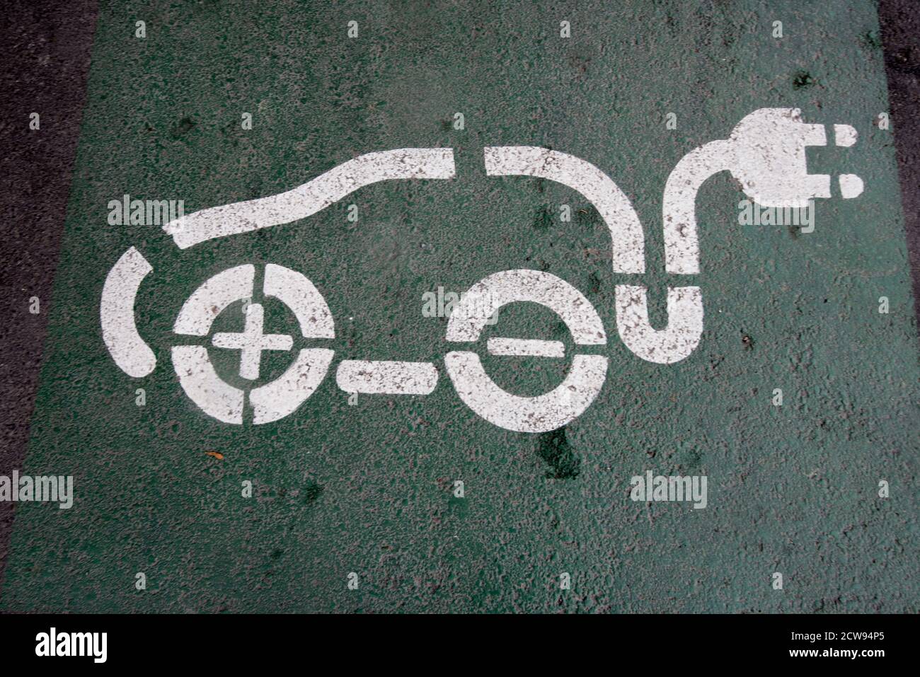 symbol of an electric car or electric vehicle powered by electric ...