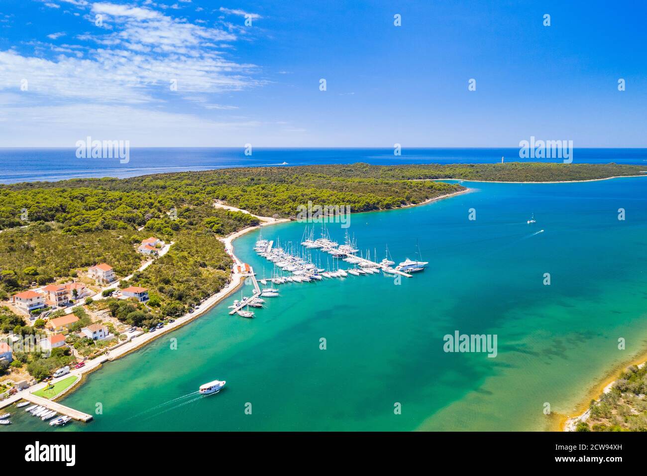 Marina and tpwn of Veli Rat on Dugi Otok island on Adriatic sea in ...