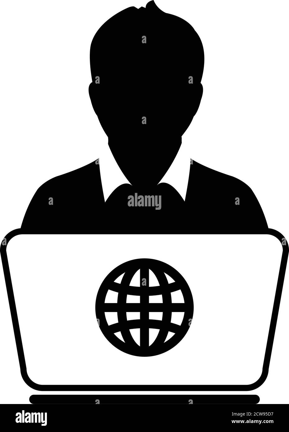 IT Support icon vector person with laptop computer male user person ...