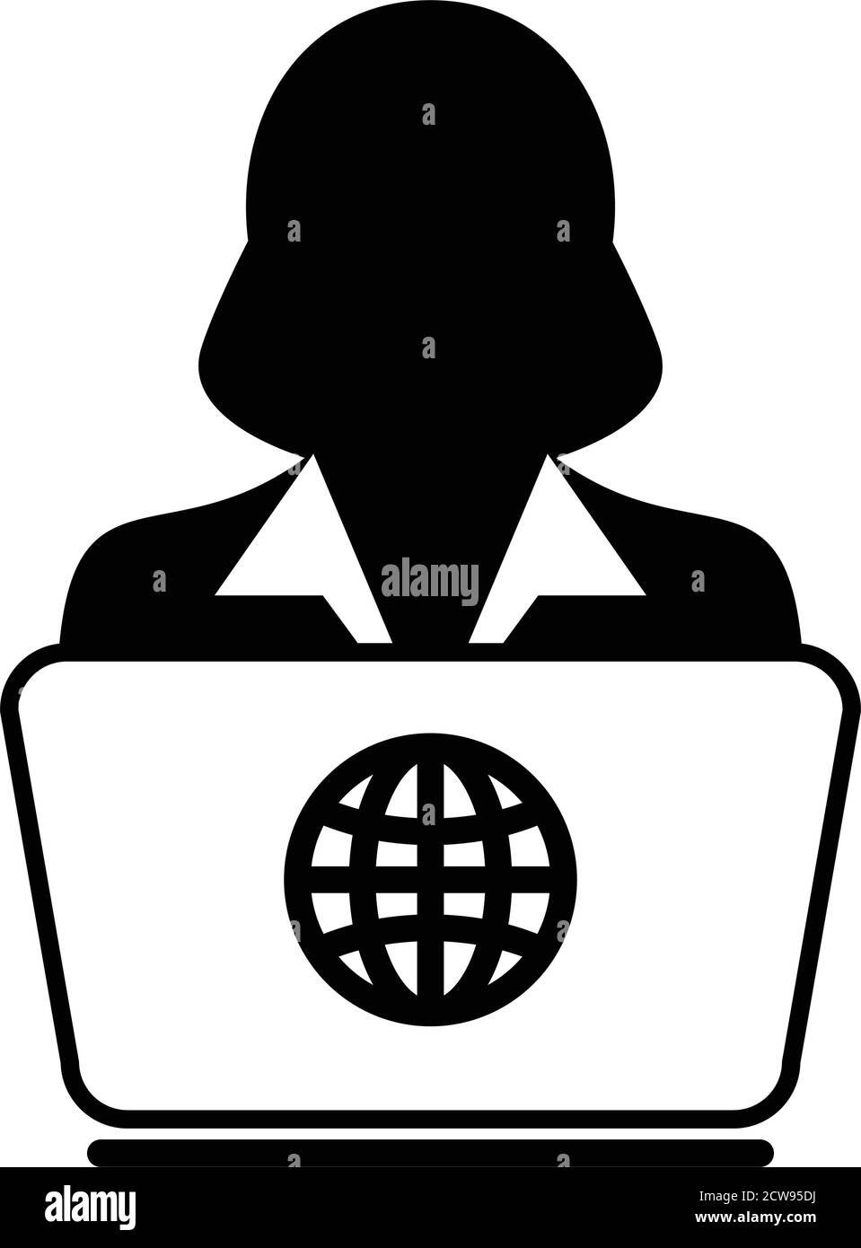 eCommerce icon vector person with laptop computer female user person ...