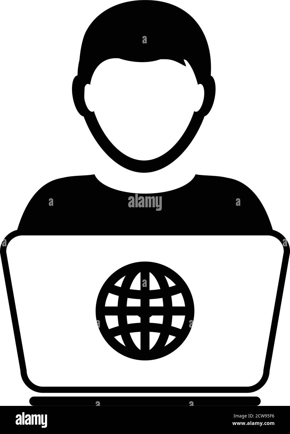 Freelance icon vector person with laptop computer male user person ...