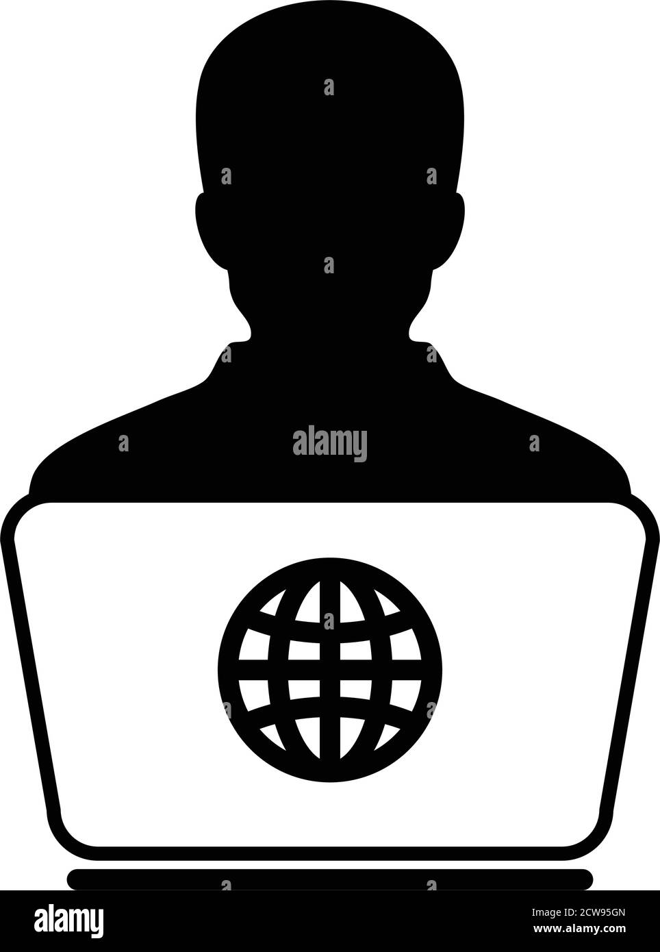 User icon vector working from home with laptop computer male person ...