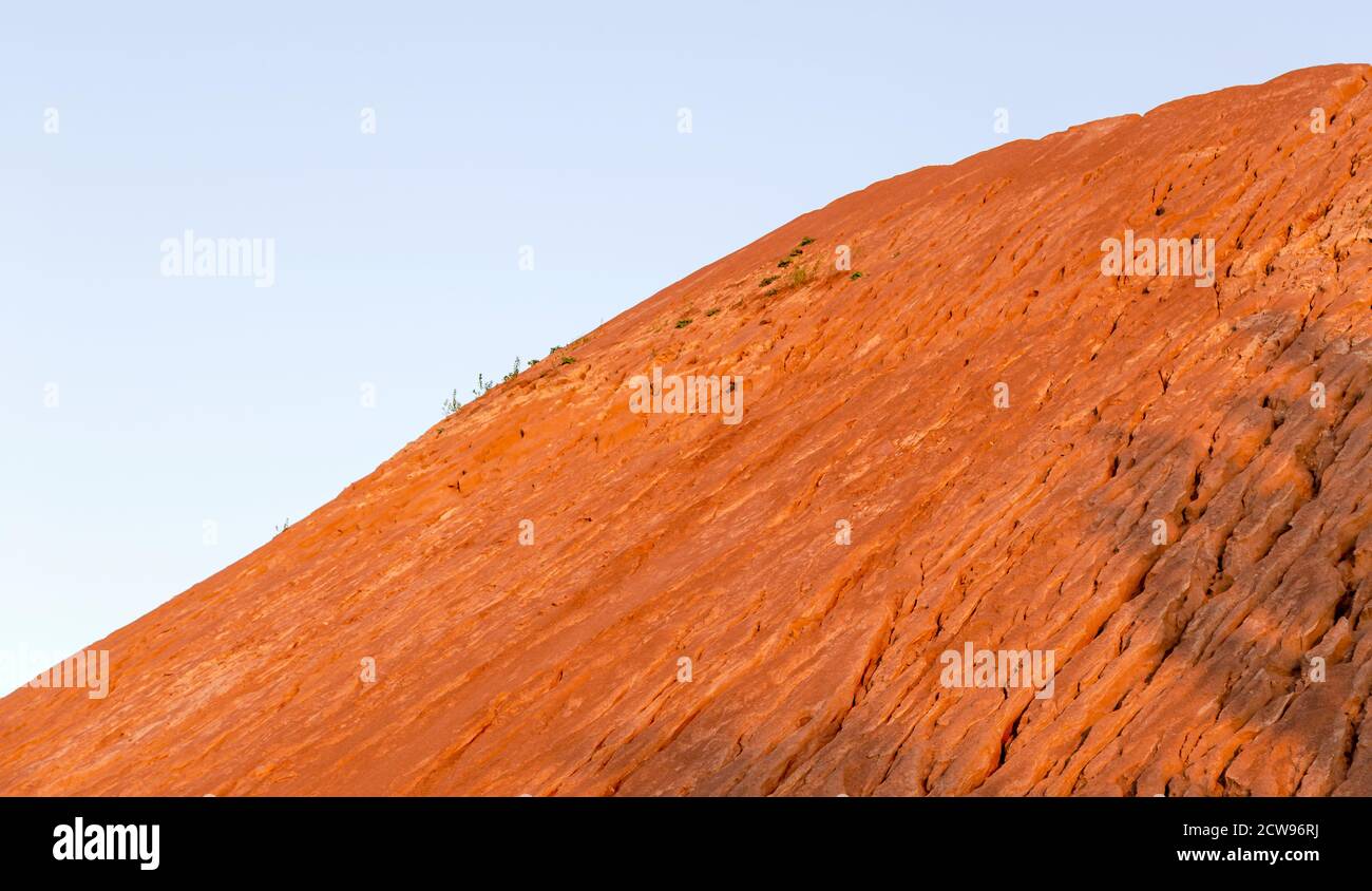 Red Rough Geological Formation Detail with blue sky. Natural canyon ...