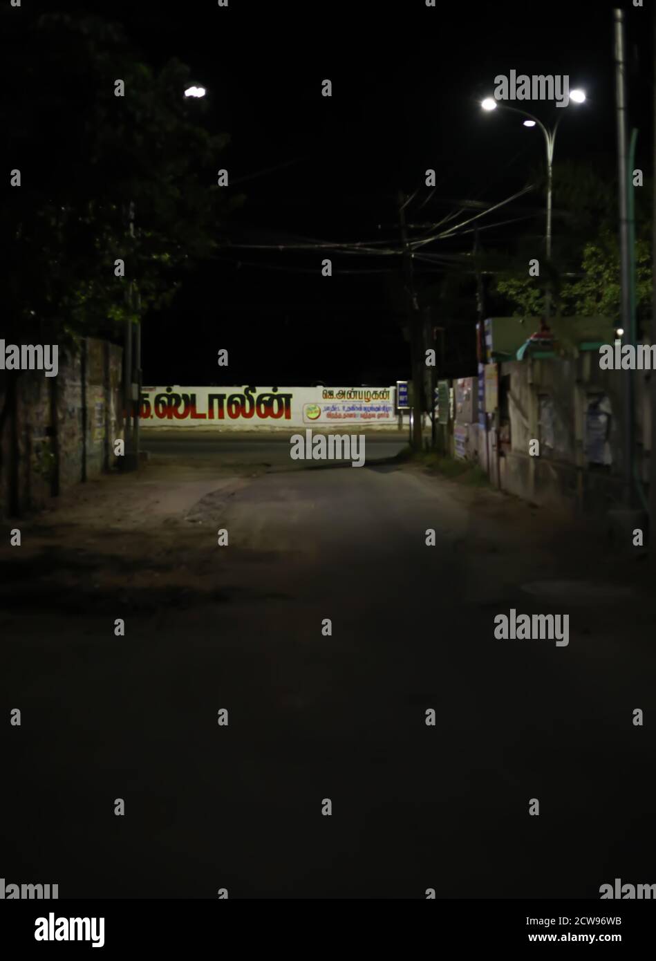 Lock down empty streets empty road Stock Photo - Alamy