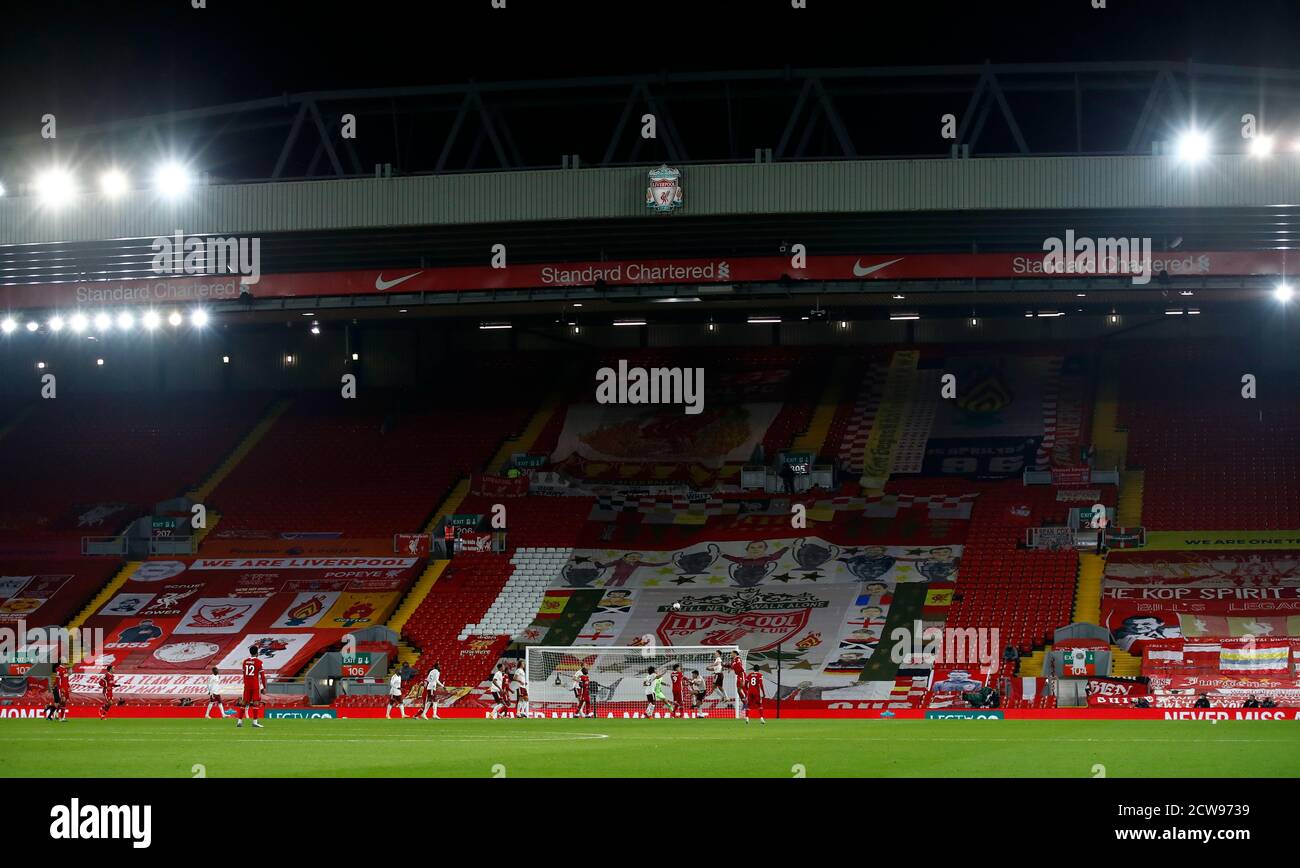 A general view of action in front of an empty stand during the Premier ...