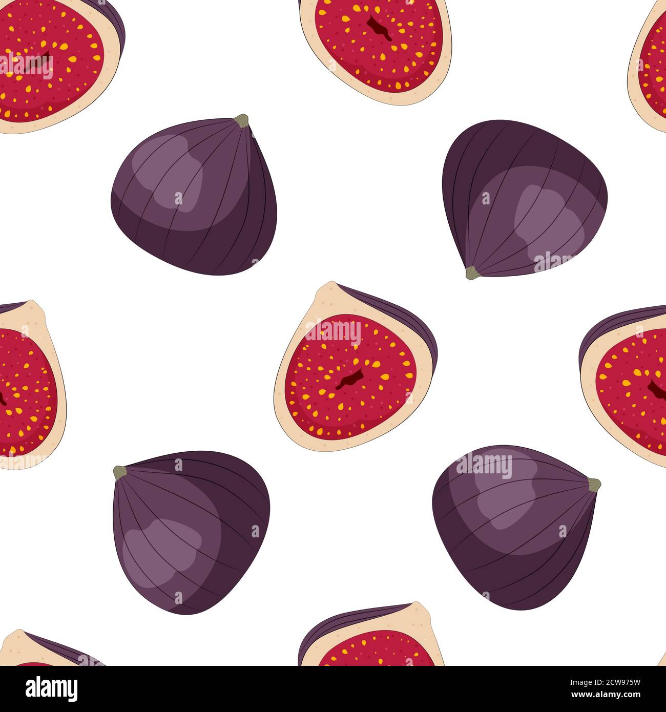 Figs seamless pattern, whole and half fruits, stock vector illustration Stock Vector Image & Art ...
